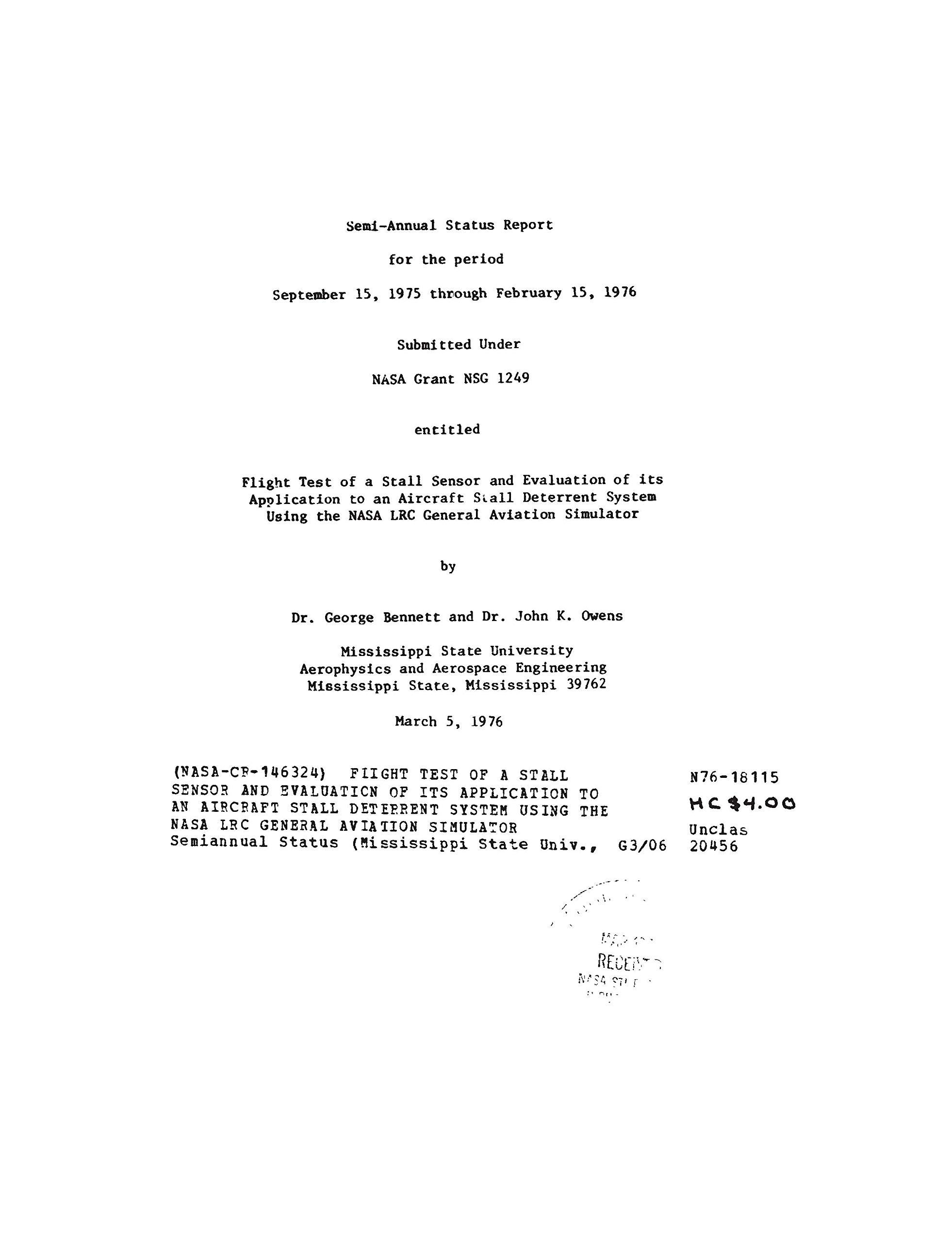 Flight Test Of A Stall Sensor And Evaluation Of Its | Desertcart EGYPT