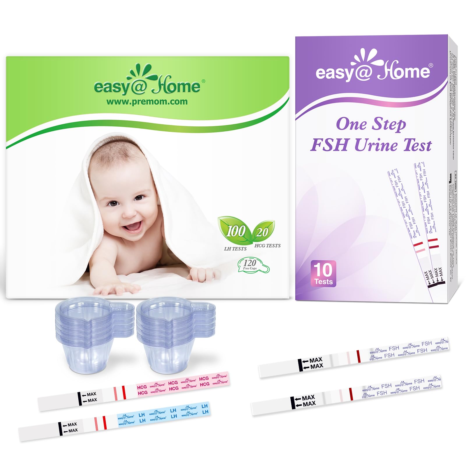 Amazon.com: Easy@Home 100 Ovulation and 20 Pregnancy with Urine Cups ...