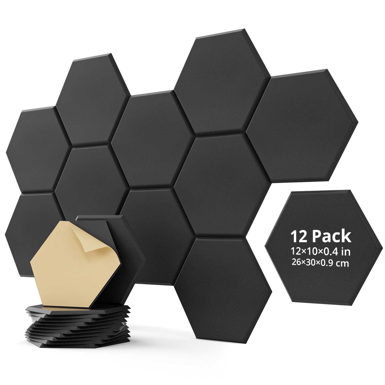 12 Pack Acoustic Panels Sound Absorbing, Self Adhesive Sound Proof ...