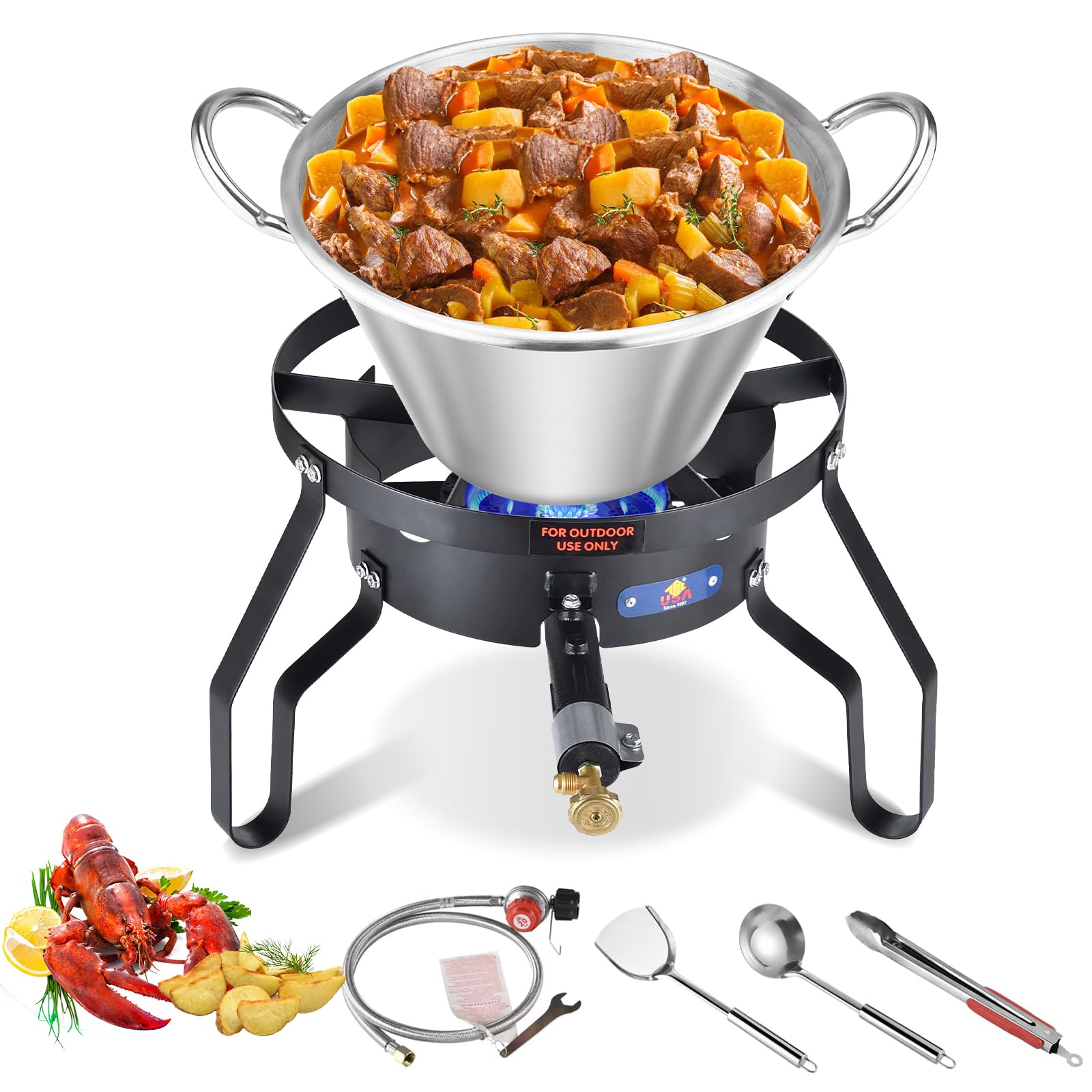 Outdoor Cooker Burner And Wok ARC 41QT Outdoor Wok & Propane Stove Set ...