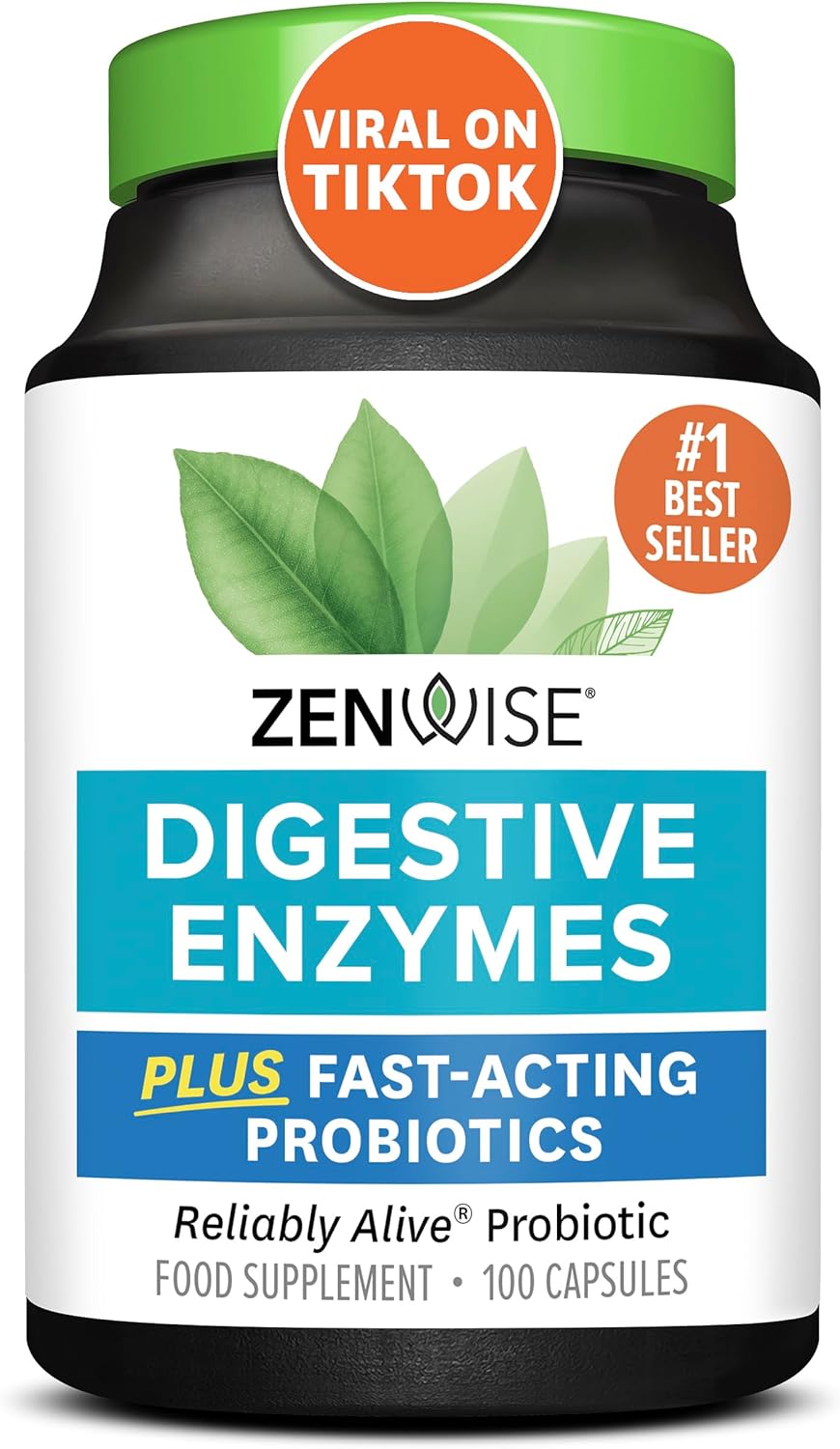 Zenwise Health Digestive Enzymes + Probiotics for Gut Health and ...