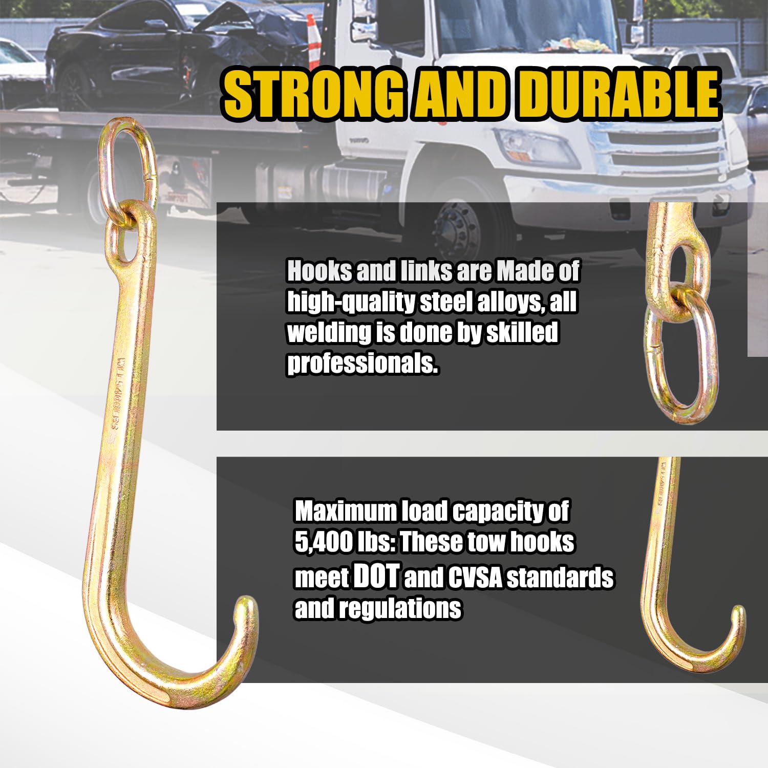 Snapklik.com : 2 Pack 15 Inch G70 J Hook Heavy Duty Towing Hooks
