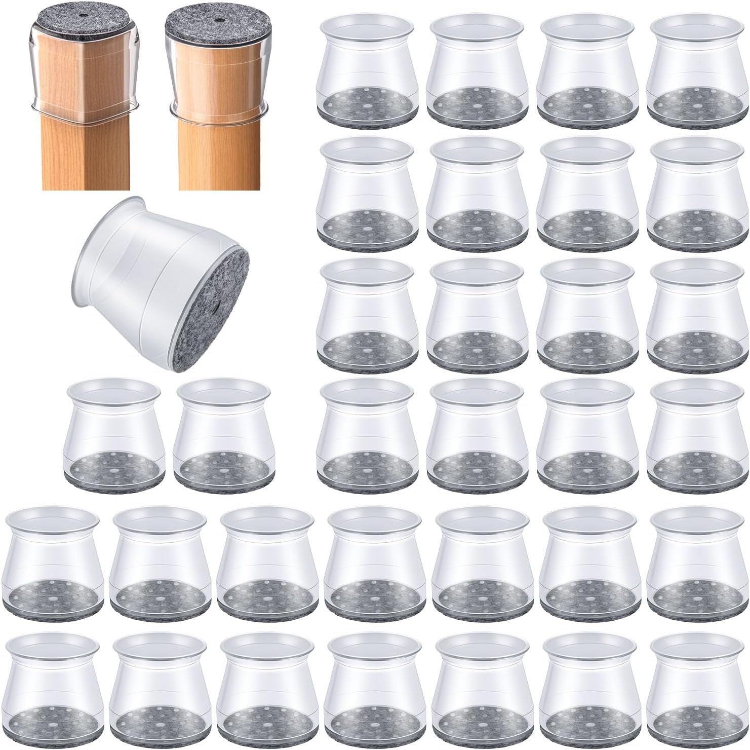 Aneaseit Chair Leg Floor Protectors - 16 pcs Gray - Felt Bottom ...