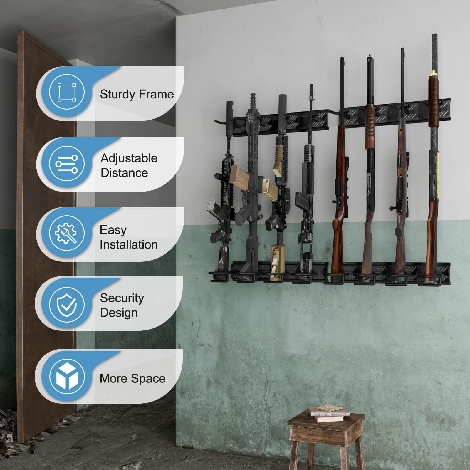 Snapklik.com : Upbci Gun Rack For Wall, Upgrade Heavy Duty Steel ...