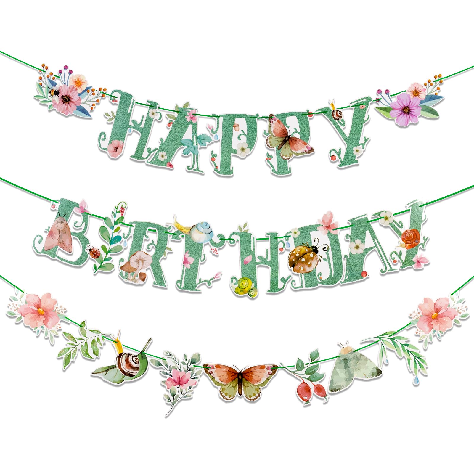 Amazon.com: SUNBEAUTY Sage Green Spring Happy Birthday Banner Green ...
