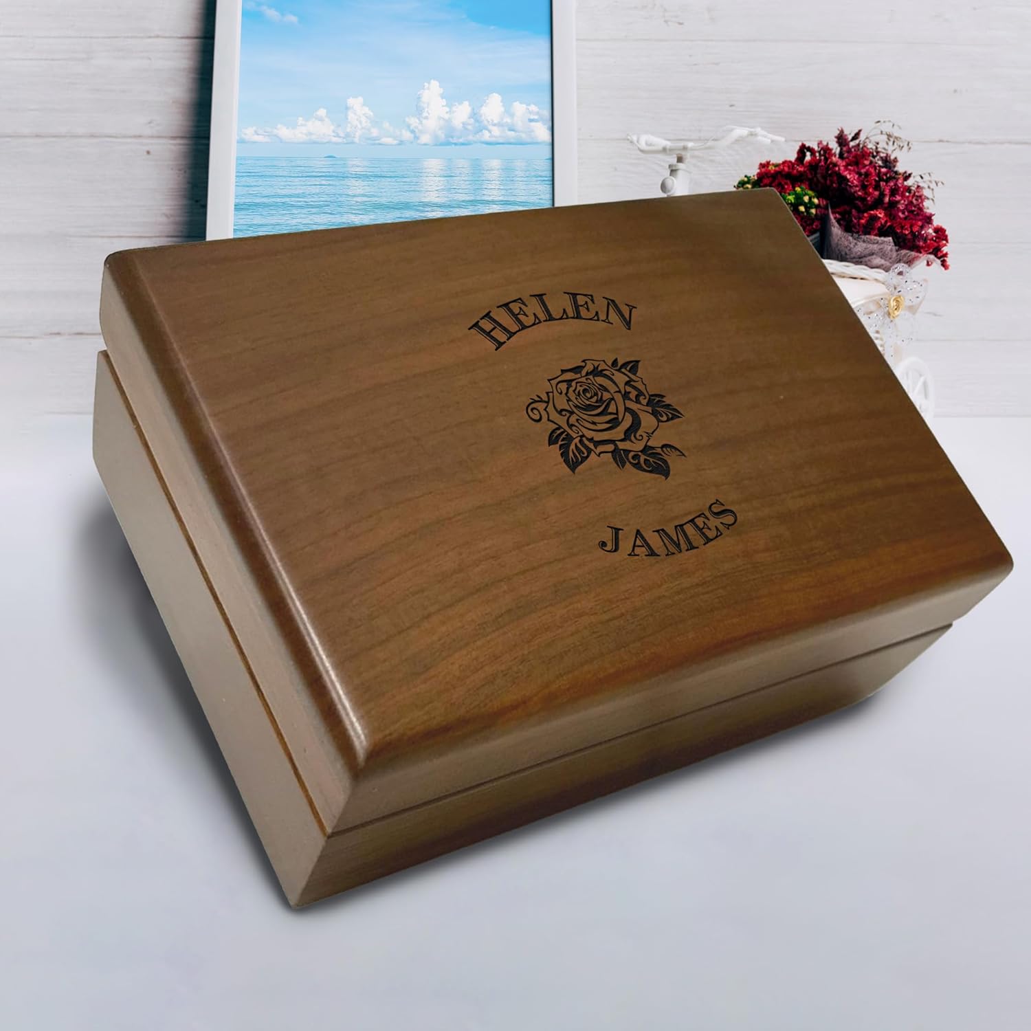 Wooden Memory Box, Gift for Newly Married Couples, Memento Box Gift for ...
