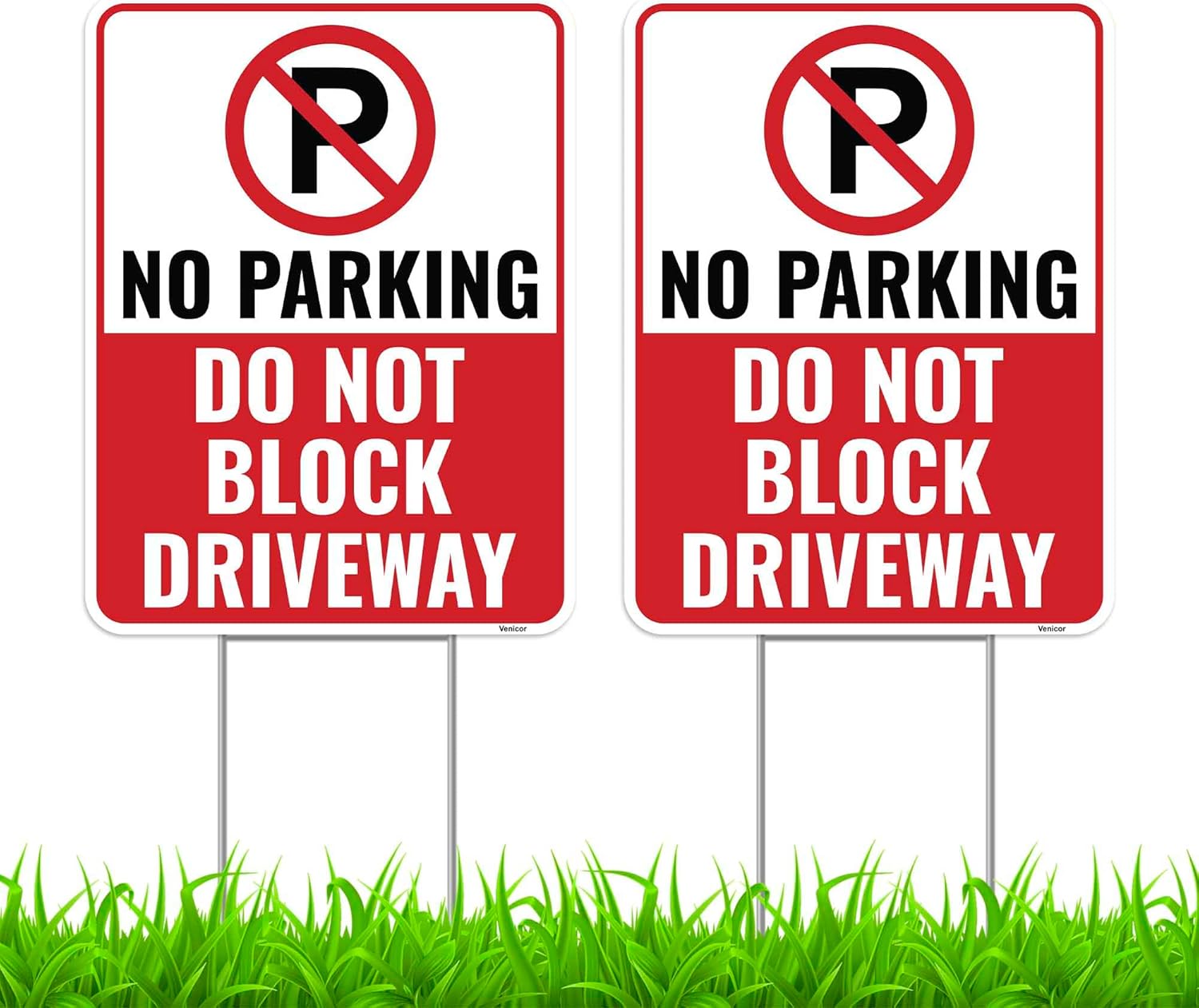 Amazon.com : 2PC No Parking Do Not Block Driveway Sign with Stakes, 17 ...