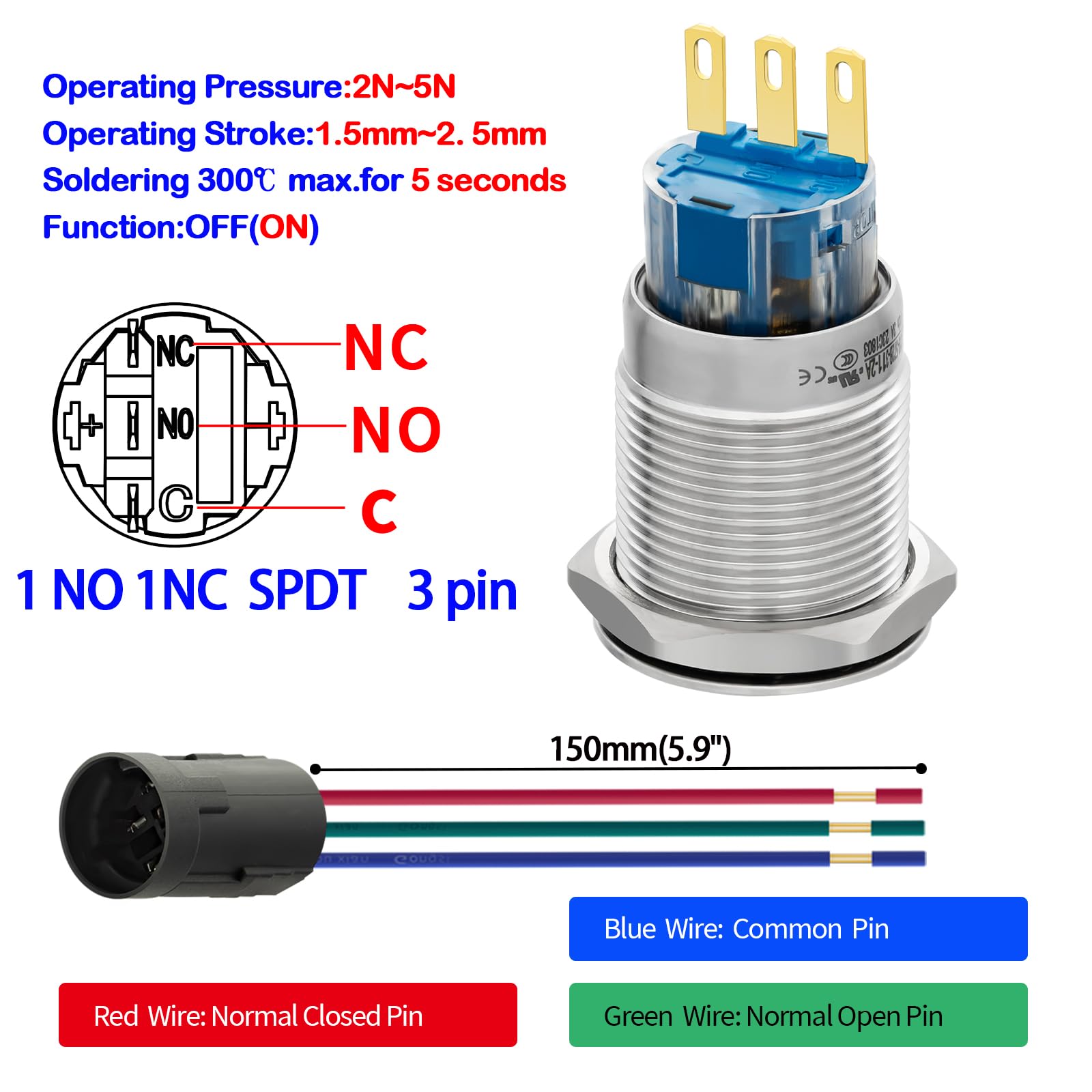 Snapklik.com : ZJWZJH 19mm 3/4" Key Switch Rotary Switch On/Off Metal ...