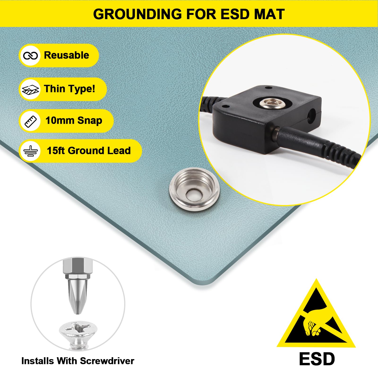 Snapklik.com : FEITA ESD Mat Anti Static Workstation Grounding Kit, 15 ...