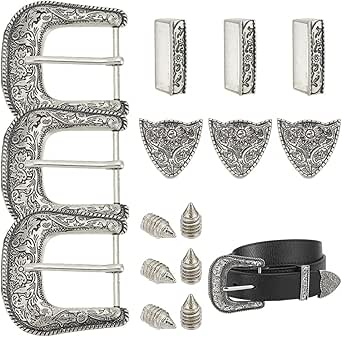 Amazon.com: BENECREAT 3 Sets Antique Silver Belt Buck Set, 1.5inch Wide ...