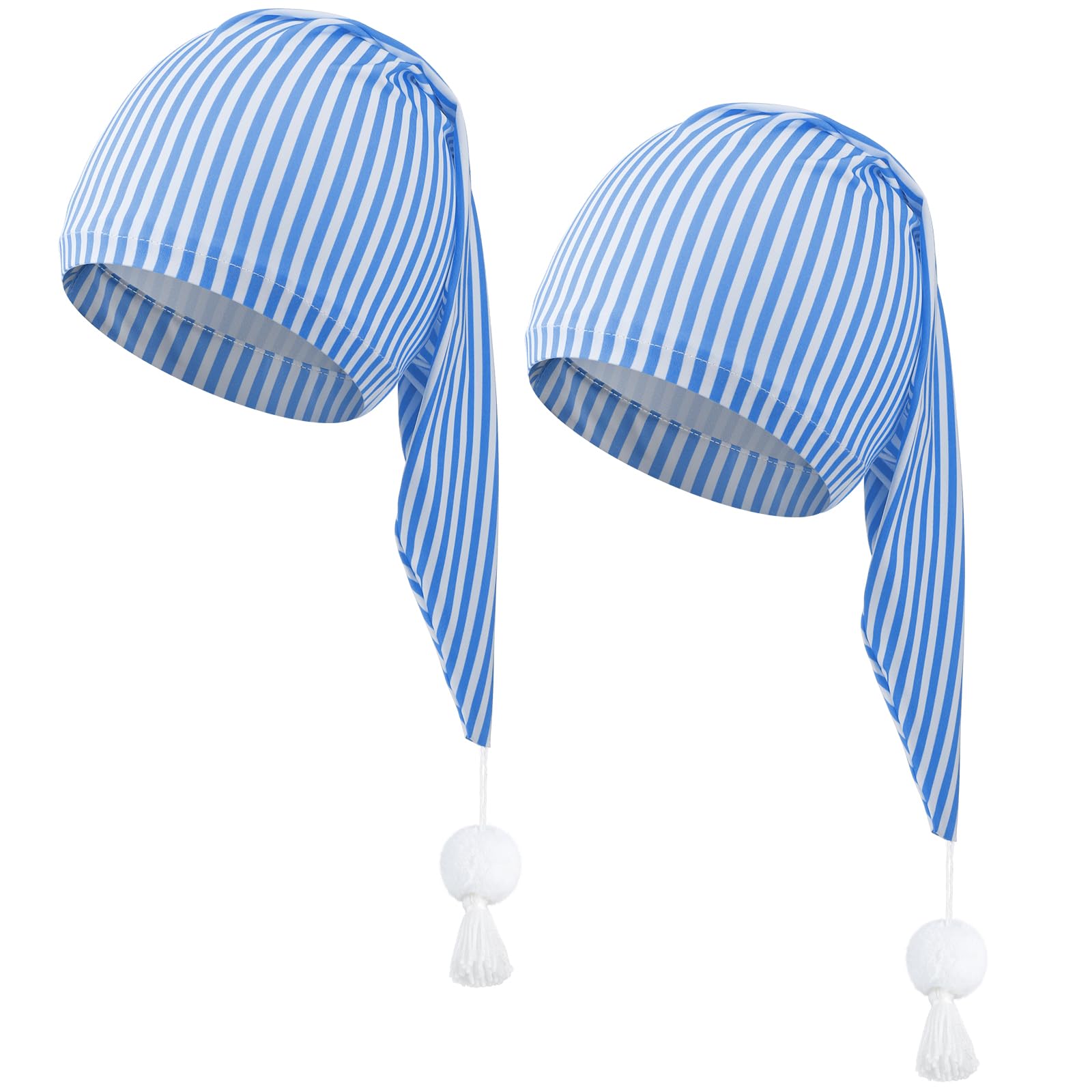 Xaatren 2 Pcs Men's Night Sleeping Cap Blue Striped Adjustable Pajama ...