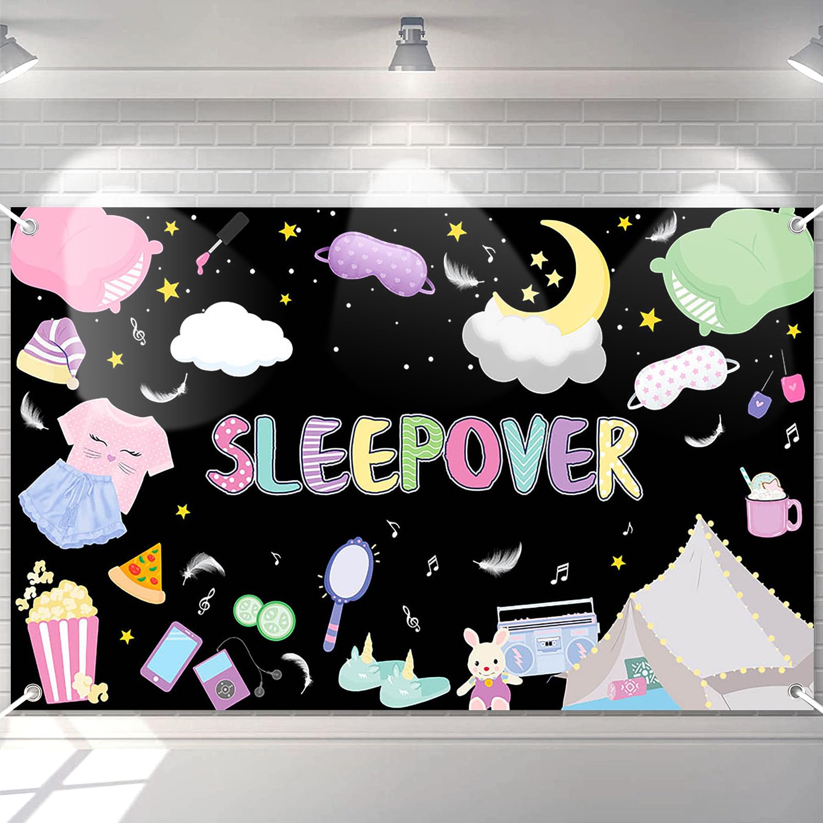 Amazon.com : Avezano Sleepover Backdrop Banner for Girls Slumber Spa ...