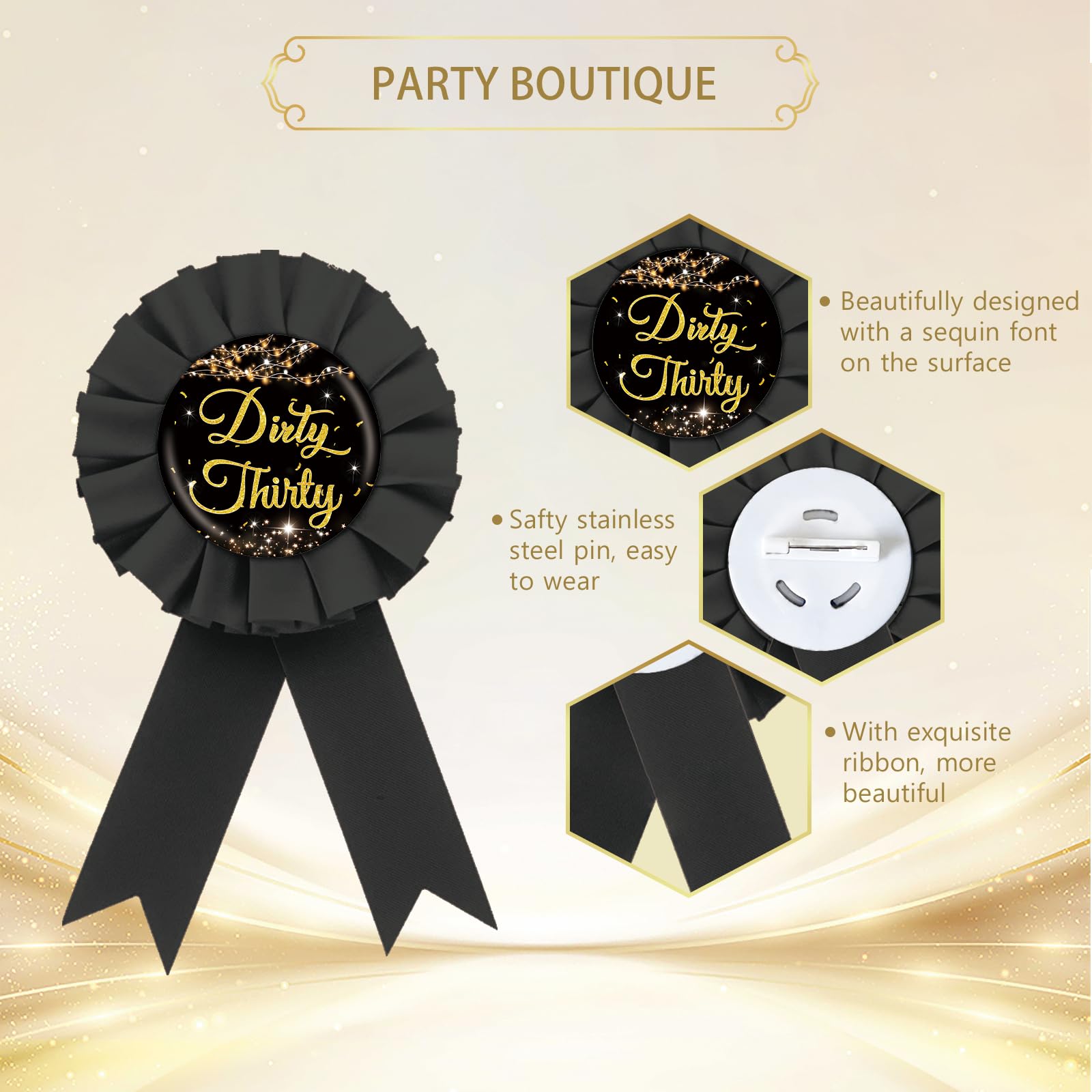 Snapklik.com : Happy 30th Tinplate Badge Pin, Black Rosette Its My 30th ...