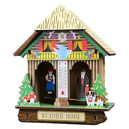 Amazon.com: MERRY HOORAY Wood Weather House with Man and Woman, Chalet ...