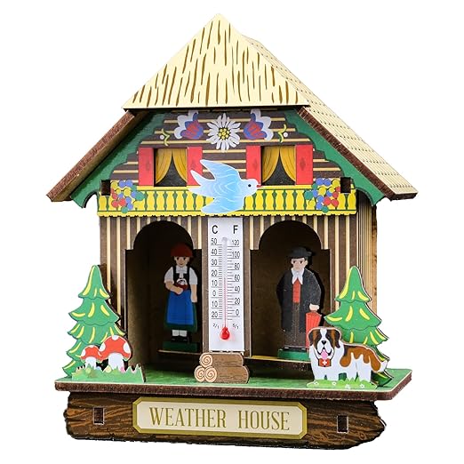 Amazon.com: MERRY HOORAY Wood Weather House with Man and Woman, Chalet ...