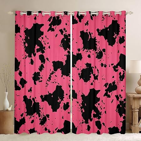 Feelyou Cow Print Curtains for Bedroom Living Room Cartoon Milk Cow 30% ...