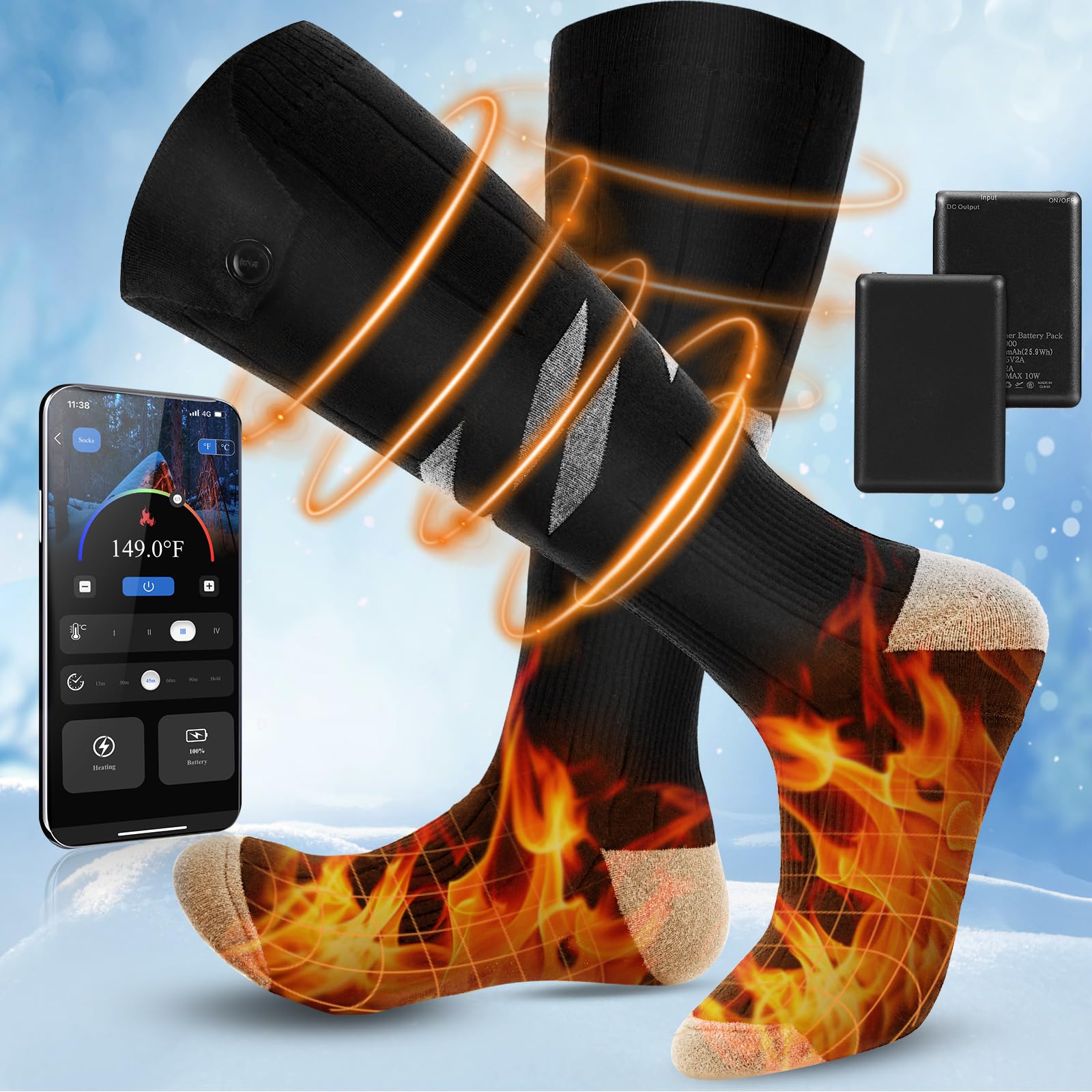 LYtech Heated Socks for Men Women, APP Control Electric Socks Foot ...