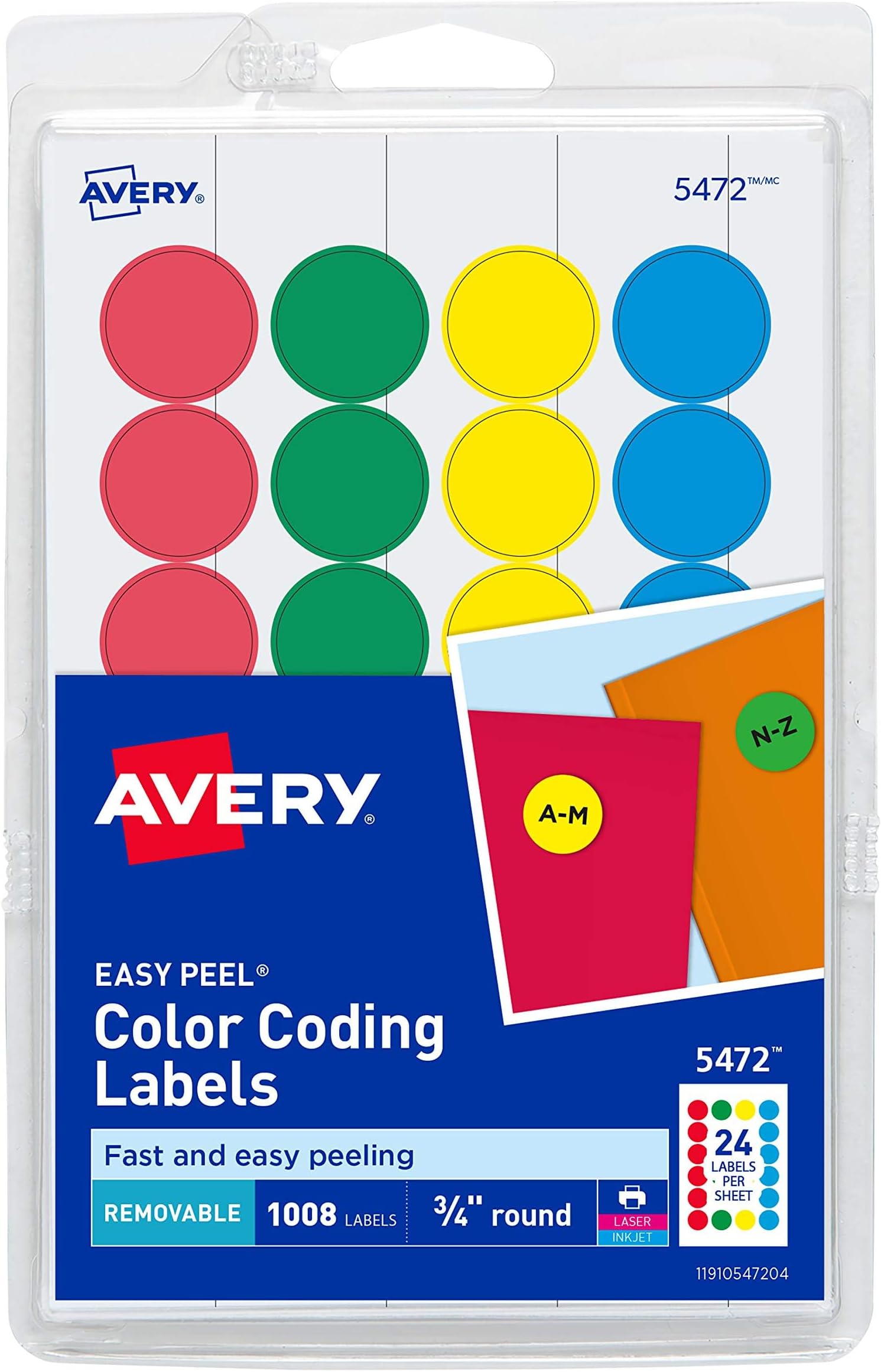 Amazon.com : Avery Removable Color-Coding Labels, Removable Adhesive ...