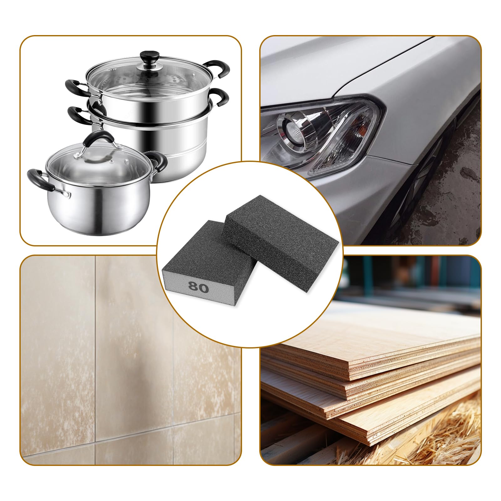 Snapklik.com : 8 Pcs Wet Dry Sanding Sponges, 80 Grit Hand Sandpaper ...