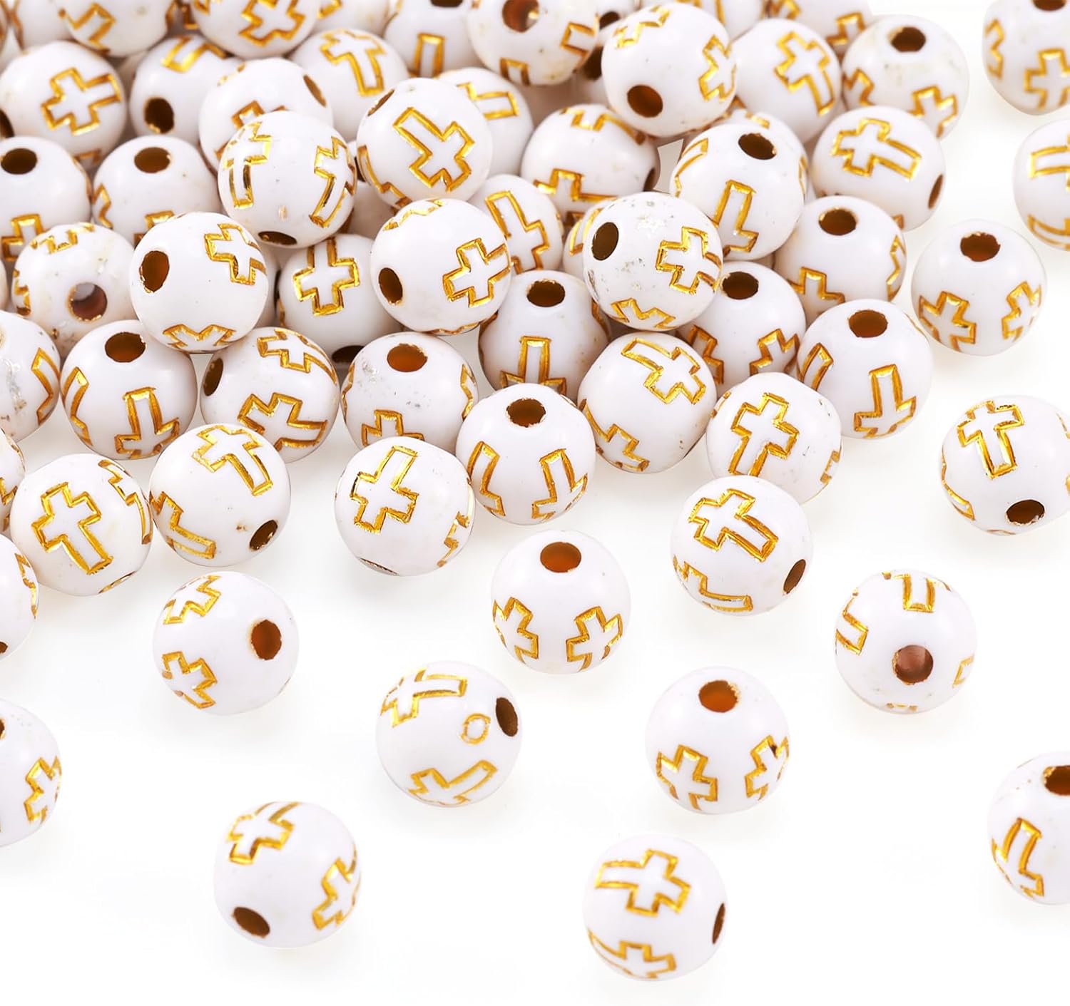Amazon.com: Pandahall 100 Pcs Round Acrylic Crucifix Cross Bead 8mm ...