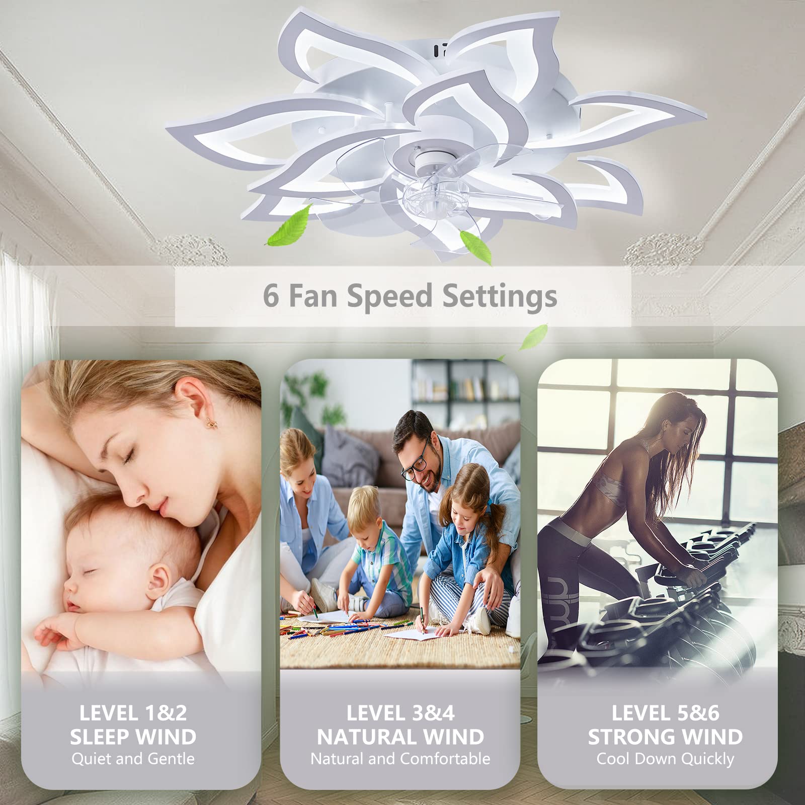 Pitosar Modern Ceiling Fans with Lights Low Profile 31.89", 100W ...