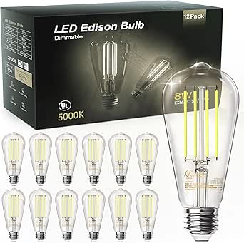 TJOY 12 Pack Vintage Edison LED Light Bulbs, Dimmable, 60W Equivalent ...