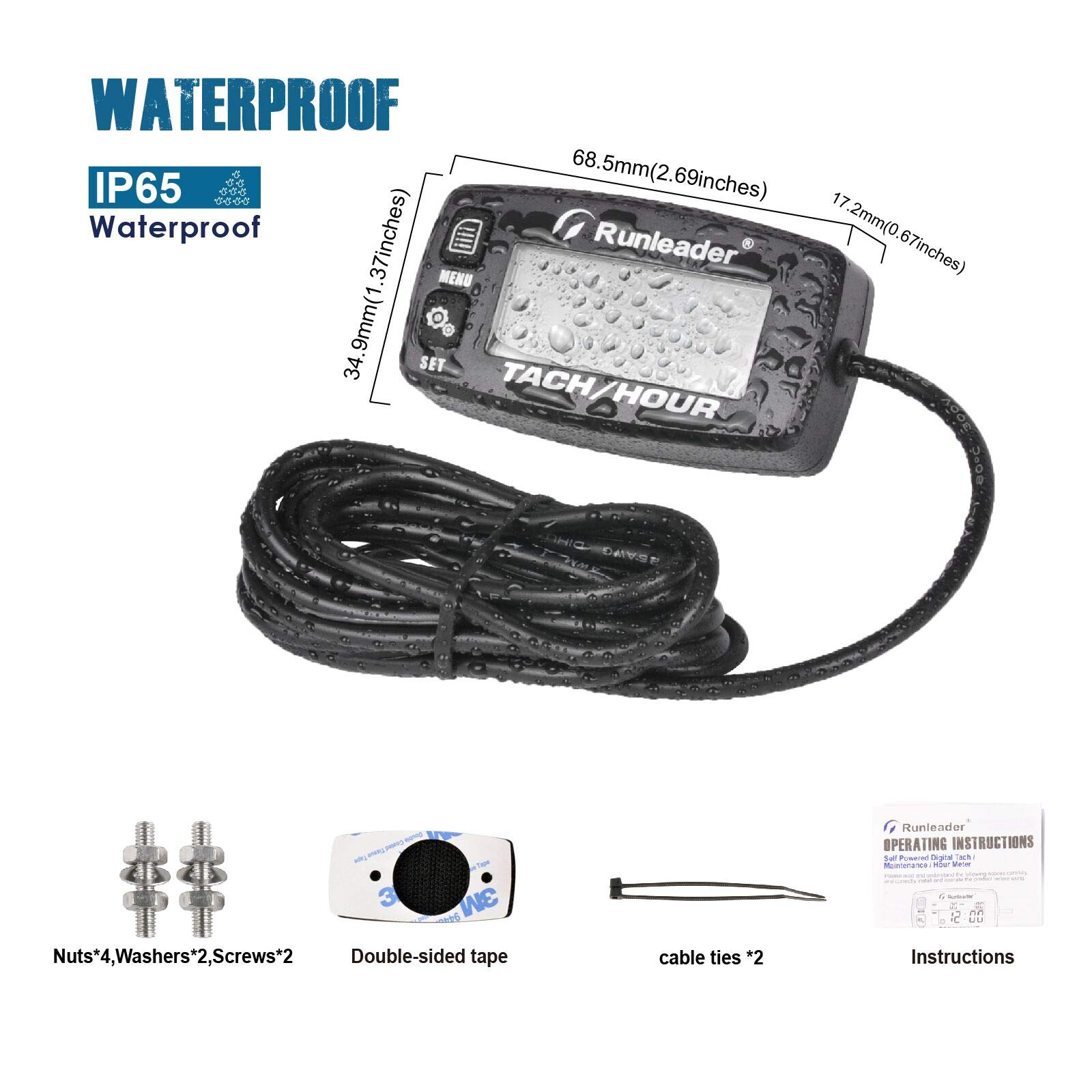 Snapklik.com : Digital Gas Engine Tachometer, Hours & RPM Record ...