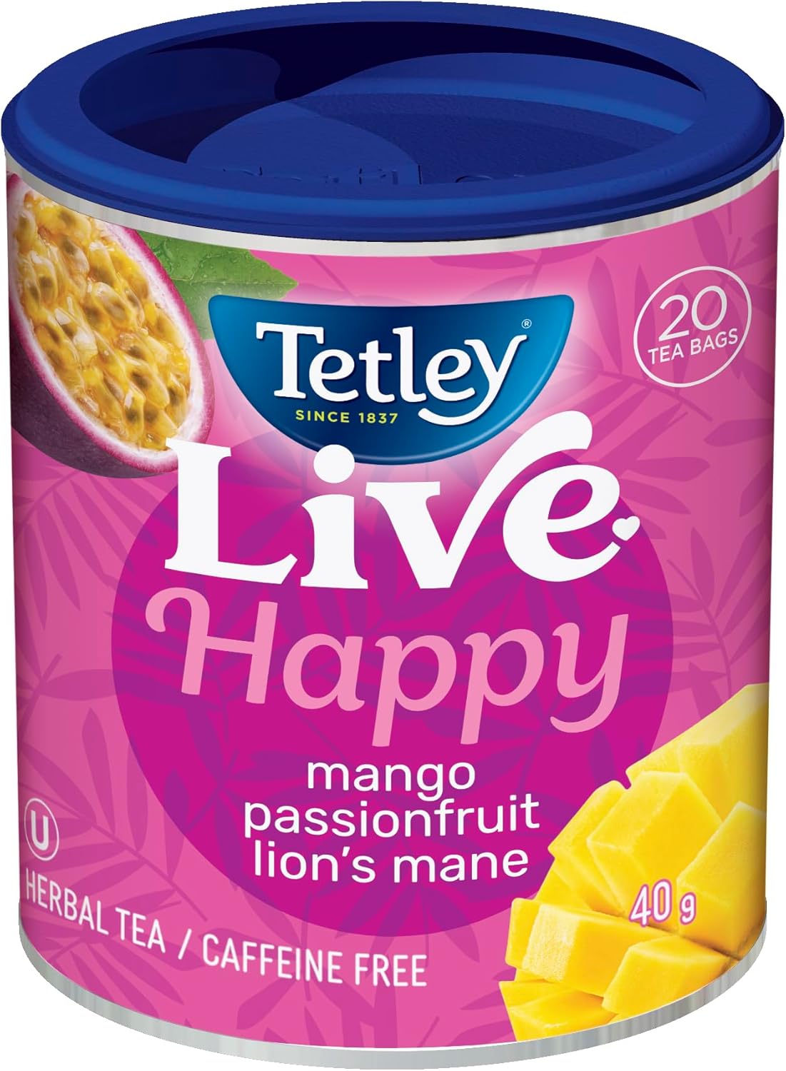 Tetley Live Happy Mango Passionfruit Herbal Tea - 20 Tea Bags, 40 Grams ...