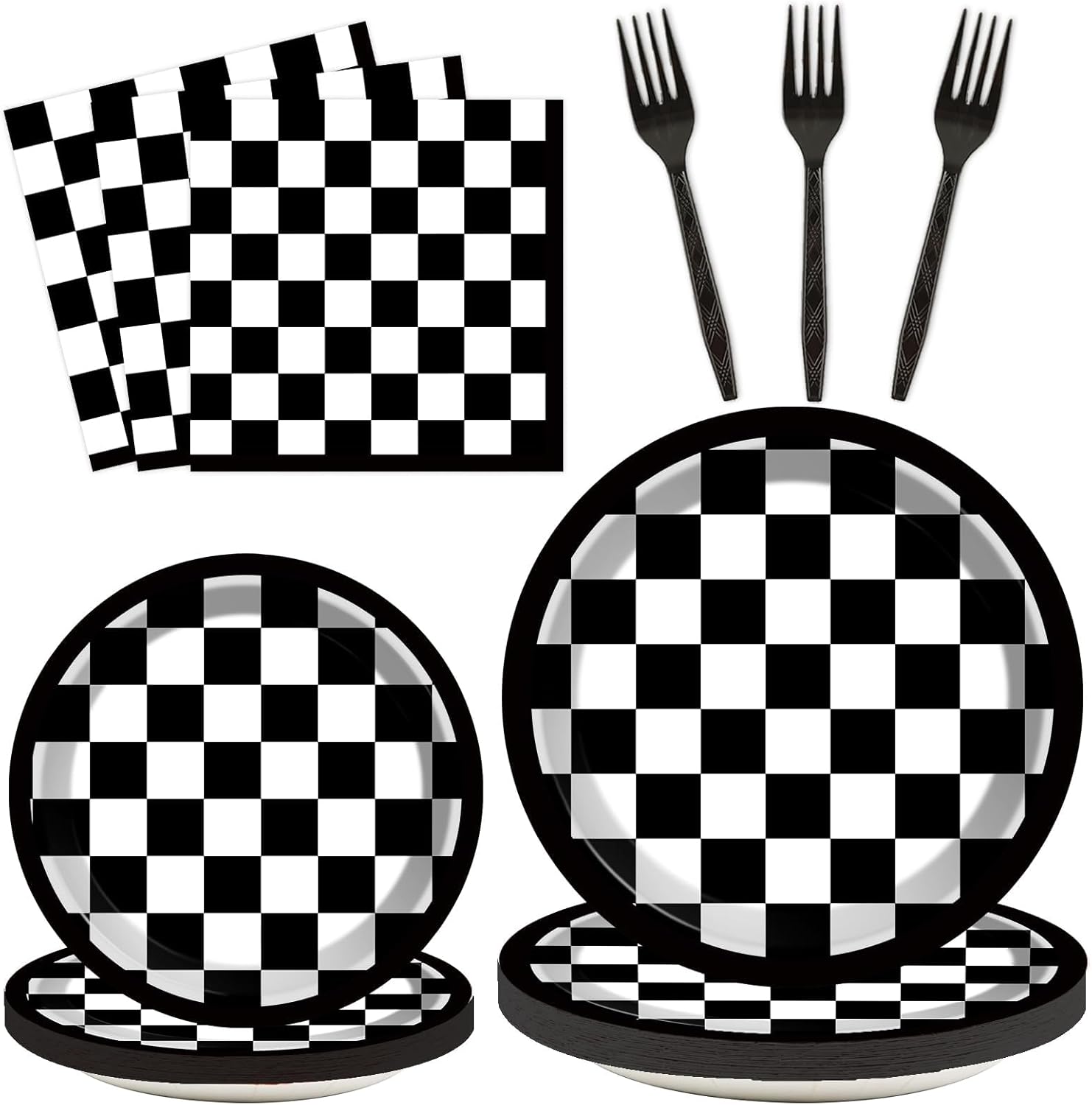Amazon.com: 200 Pcs Checkered Flag Party Supplies Black and White ...
