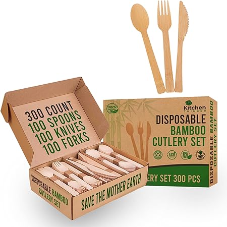 Amazon.com: PANDAWOOD Compostable Bamboo Utensils Mixed 360 Count ...