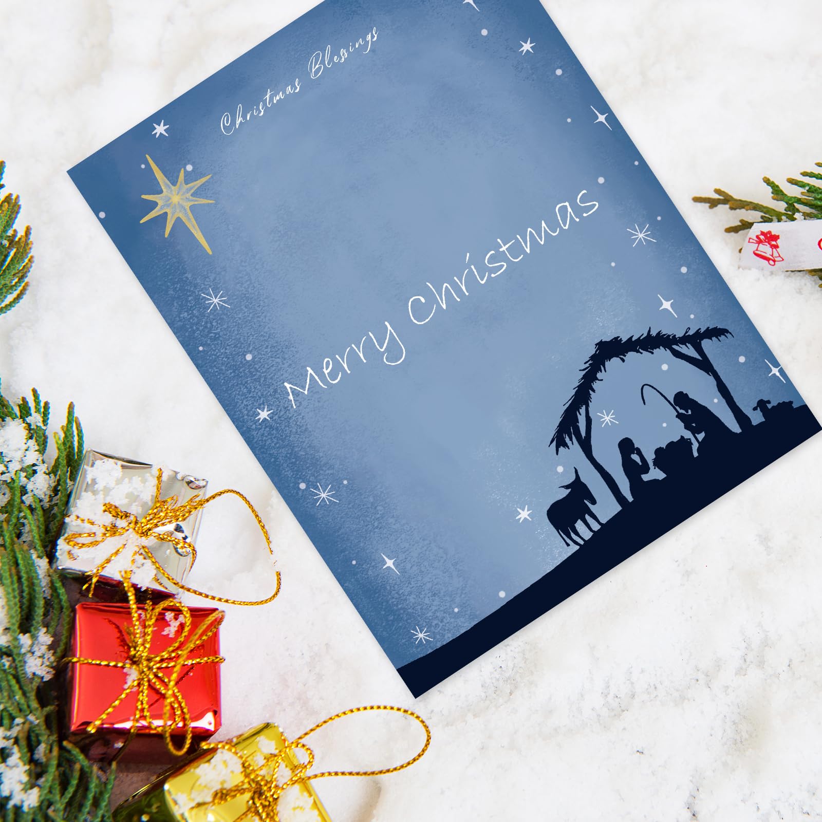 Christmas Stationery Paper AnyDesign 60Pcs Xmas Bell Design Border ...