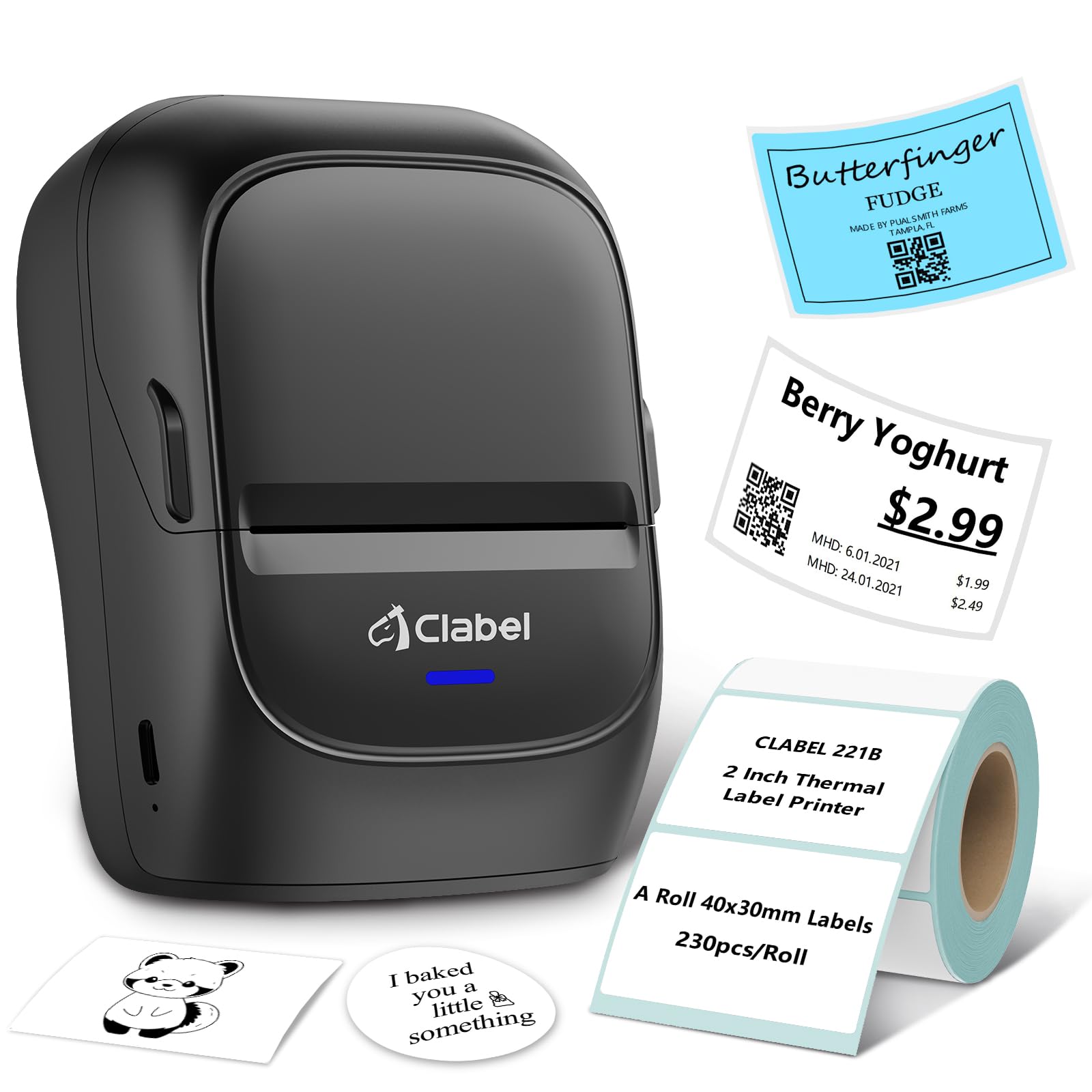 CLABEL Portable Bluetooth Label Maker Machine 221B Handheld Thermal ...
