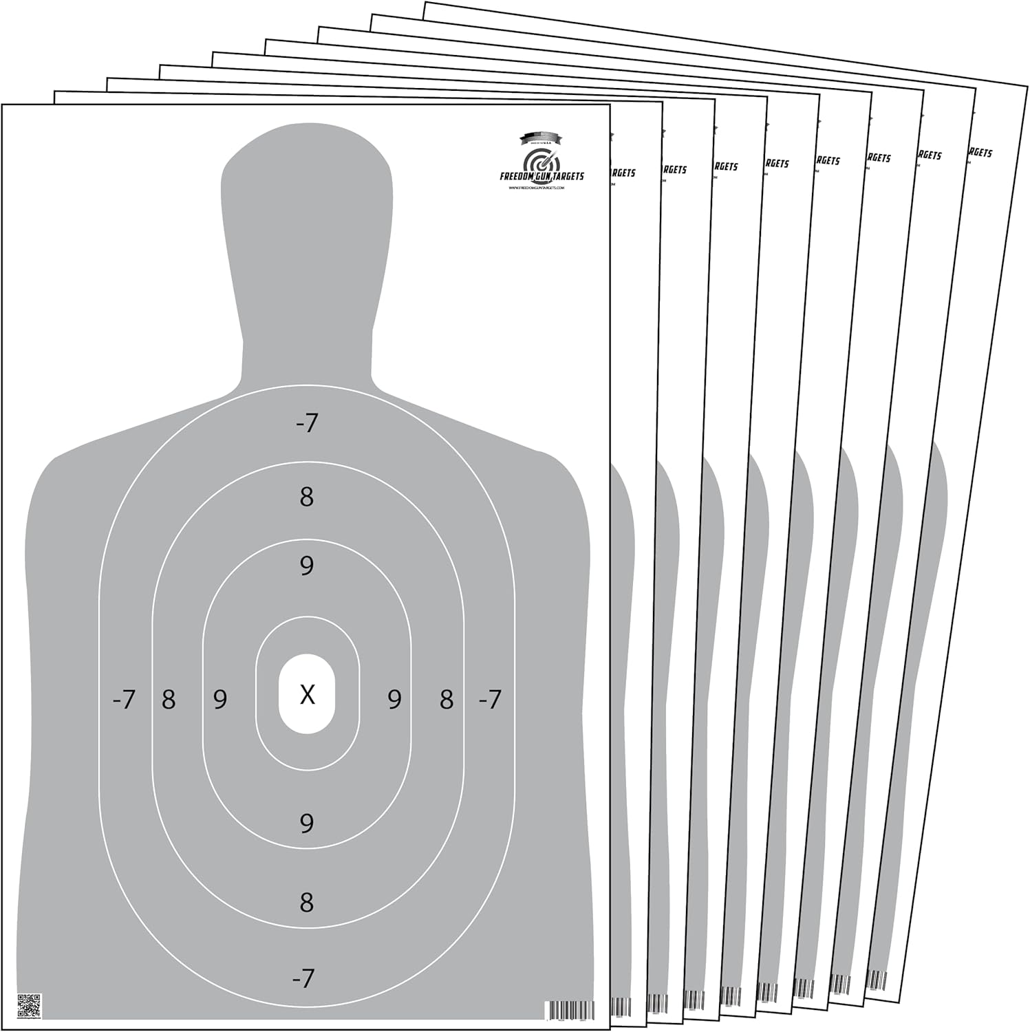 Amazon.com : Freedom Gun Targets 25 Pack Gray Silhouette Paper Shooting ...