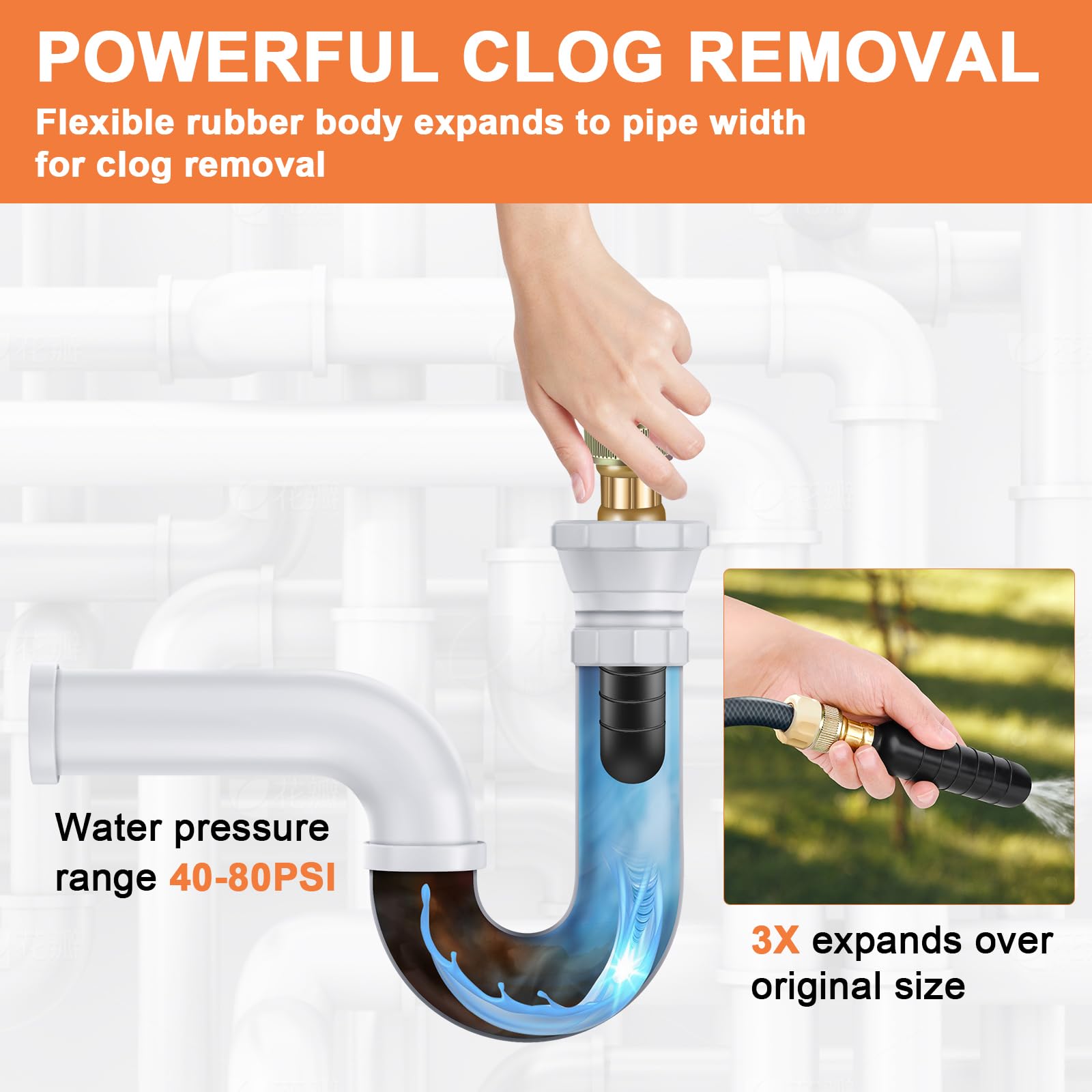 Snapklik.com : 3PCS Drain Bladder Kit,Drain Cleaning Bladder Fits 1 To ...