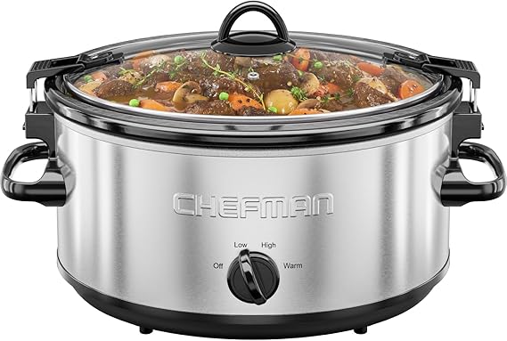 Amazon.com: Chefman 6 Quart Slow Cooker with Locking Lid, Ceramic Crock ...