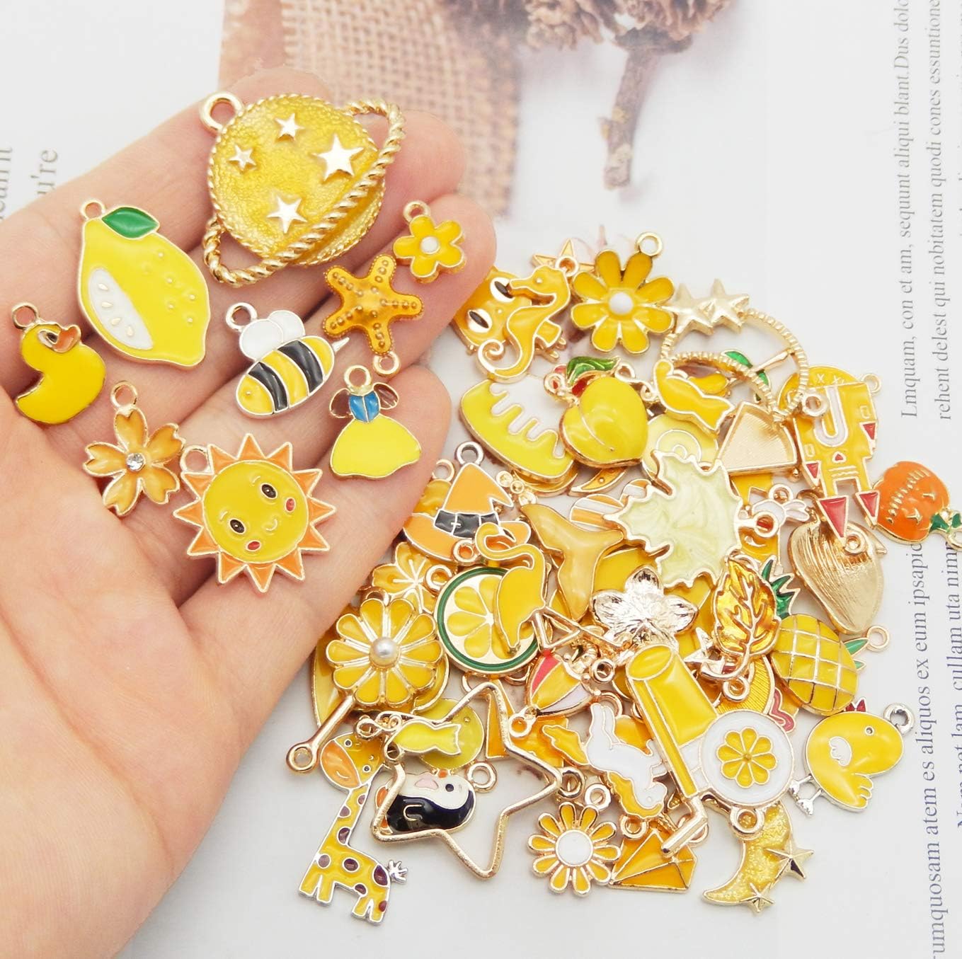 30pcs Mixed Enamel Charms Pendants for Jewelry Making Bulk lot Necklace ...