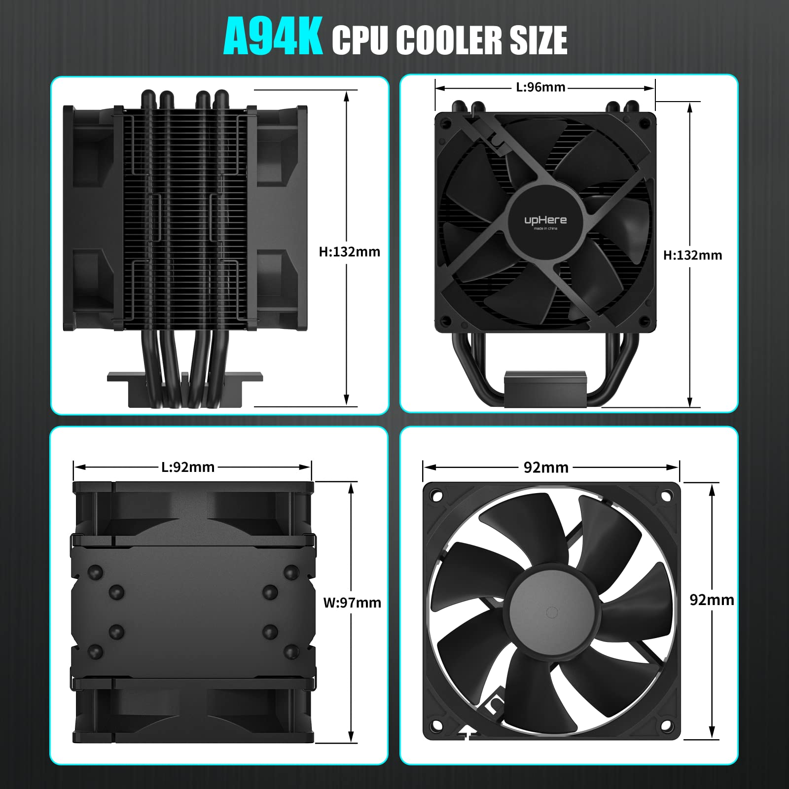 Snapklik.com : upHere A94K CPU Air Cooler,Single-Tower