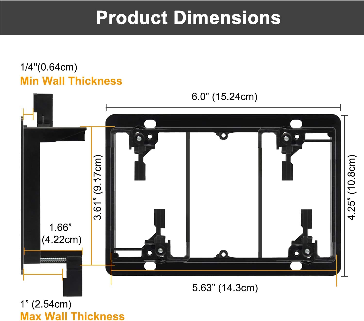 Buy 2 Pack] BESTTEN 3-Gang Old Work Low Voltage Mounting Bracket, for ...