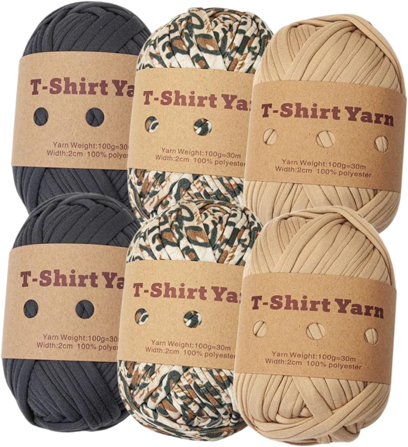 Vaveren 6 Pack Knitted Yarn T-shirt Yarn 196 Yards Total Length Soft ...
