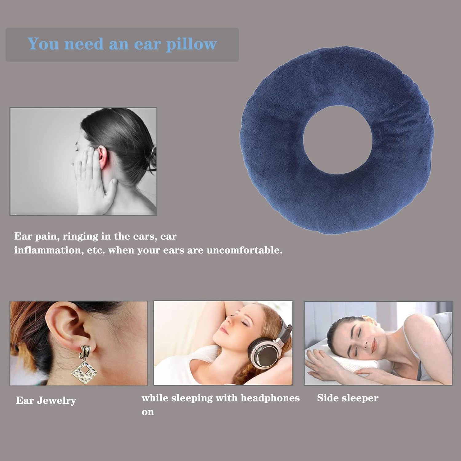 Ear Piercing Pillow for Side SleepersSmall Pillow with Ear Hole Donut ...