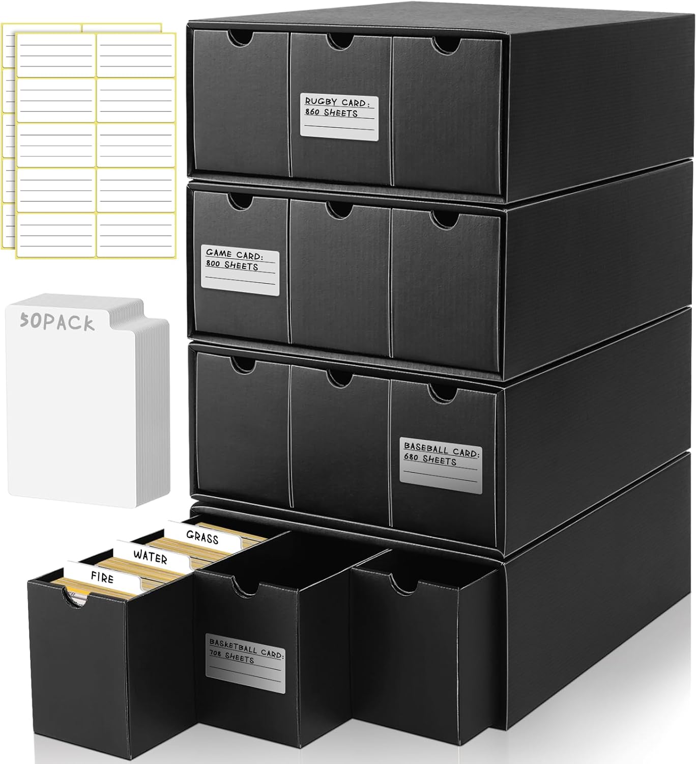 Amazon.com: Homthy Trading Card Storage Box, Includes 12 Pack with 50 ...