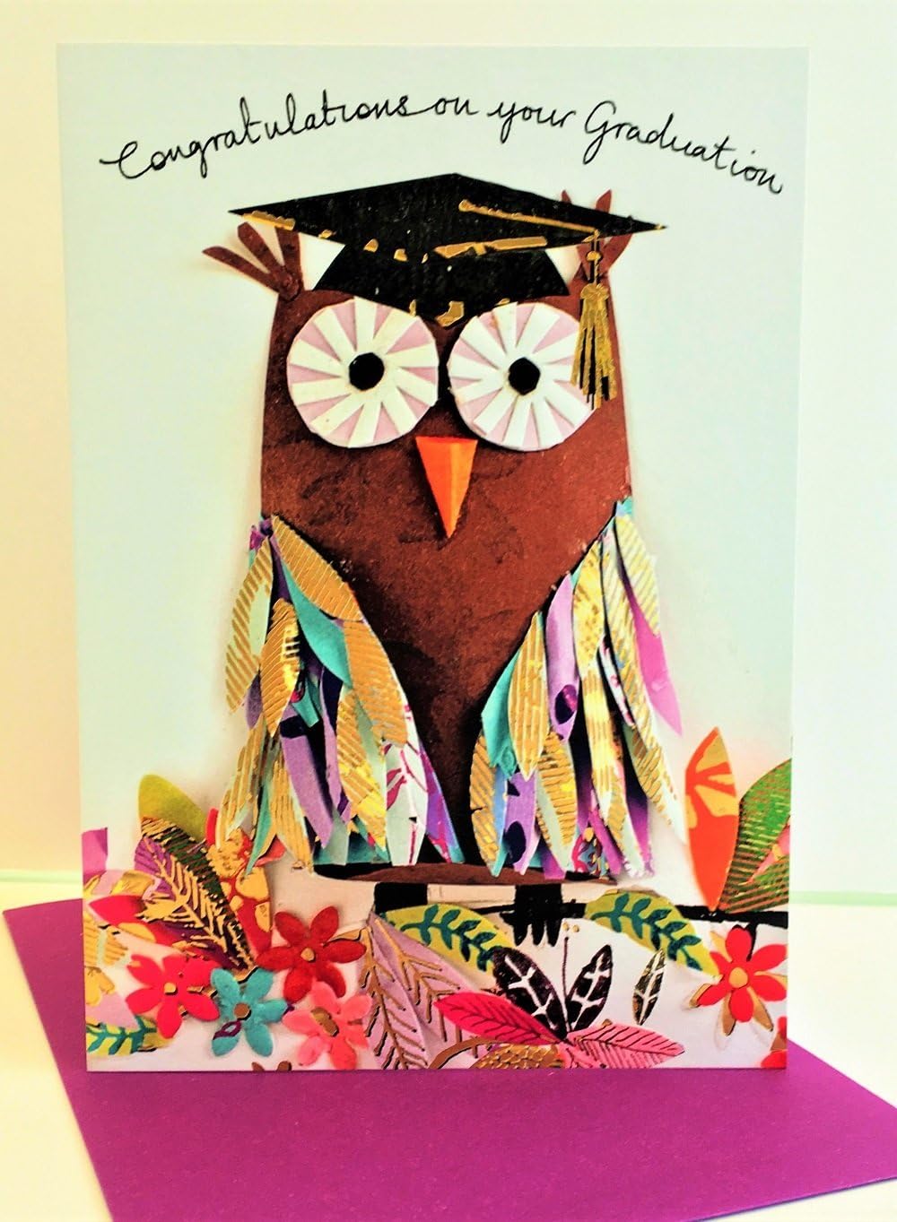 Paper Rose Owl Congratulations Graduation Card : Amazon.co.uk ...