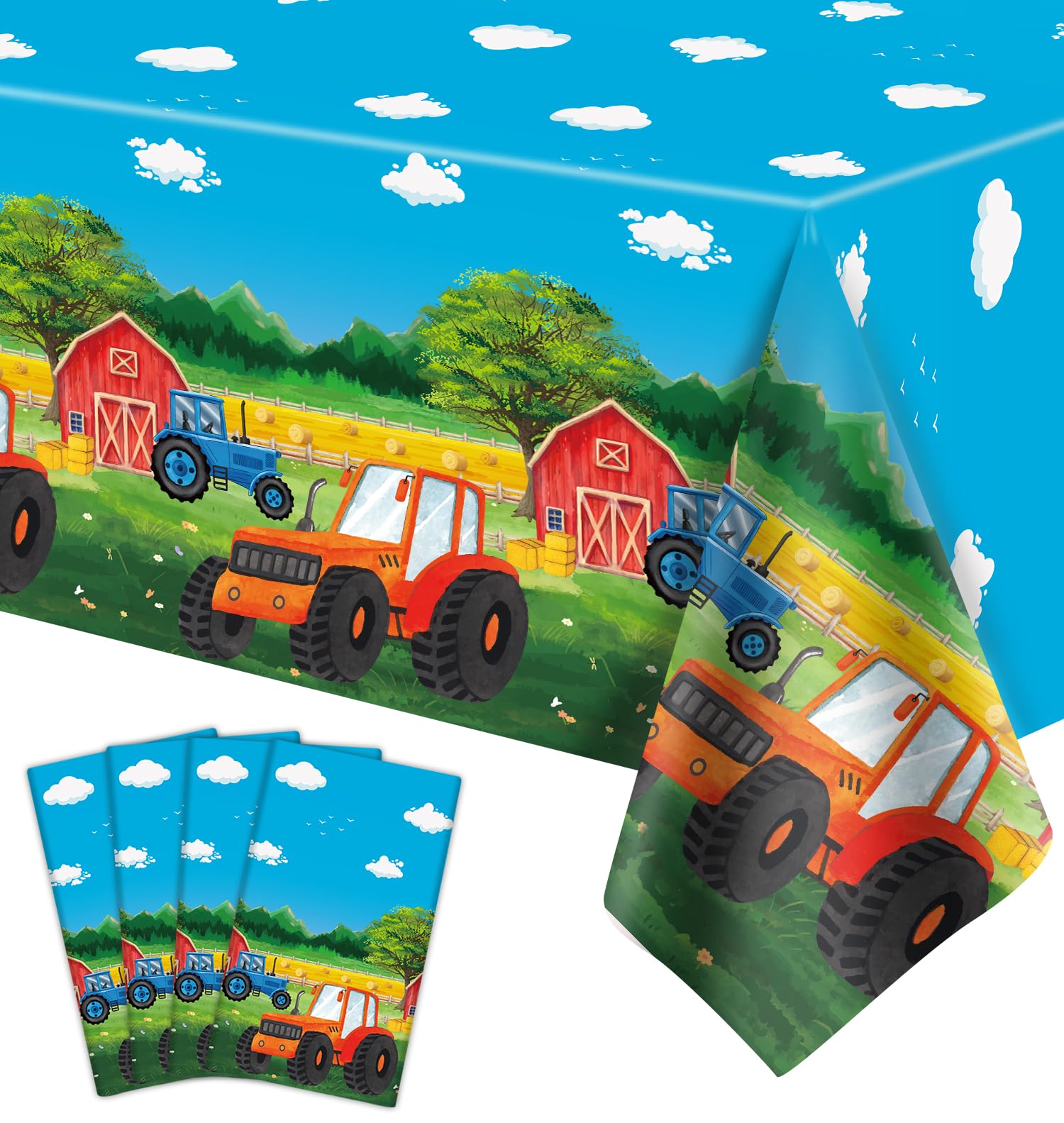 Amazon.com: 4 Pack Tractor Tablecloth Tractor Party Table Covers Farm ...