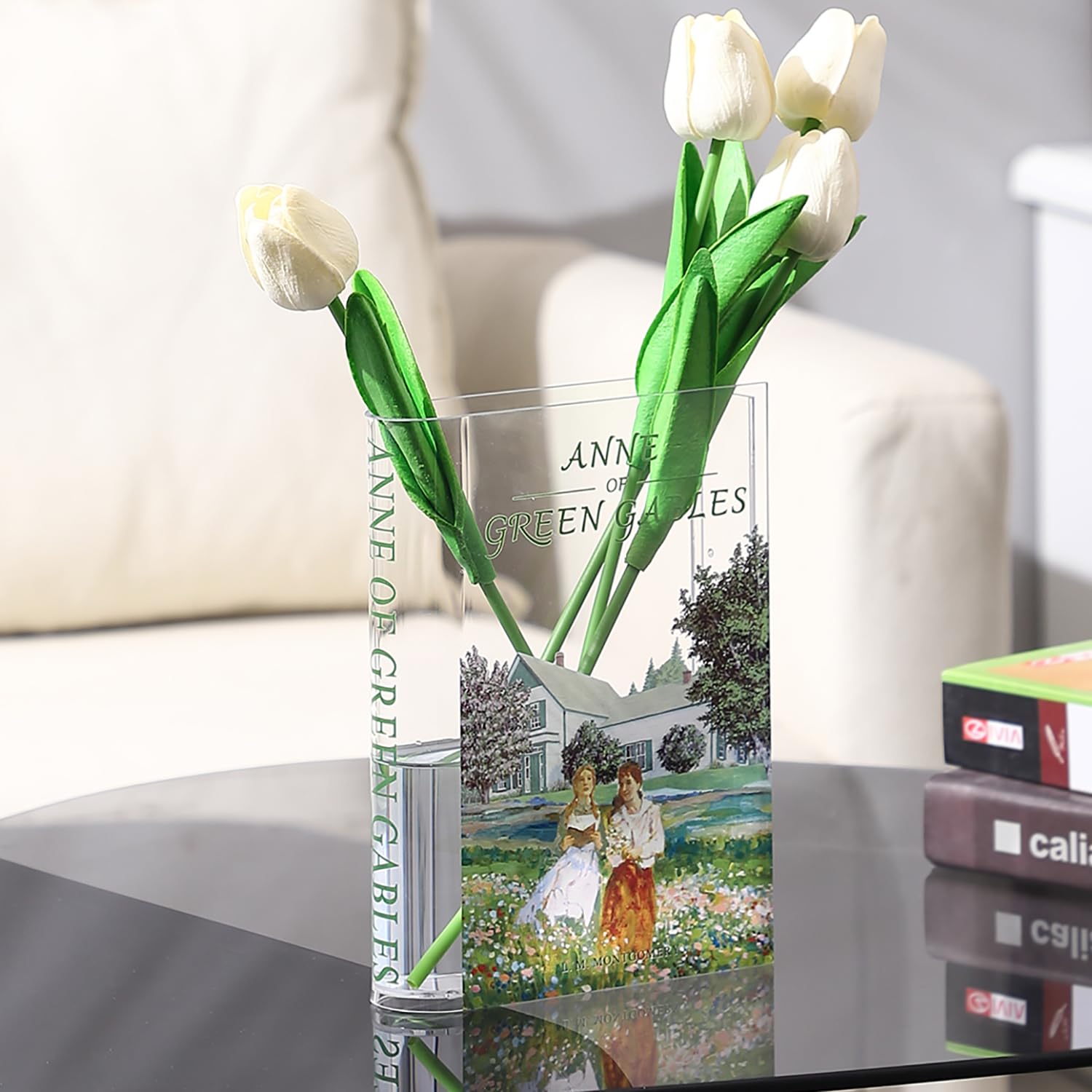 Amazon.com: PORPAN Book Vase, Acrylic Book Vase for Flowers, Book ...
