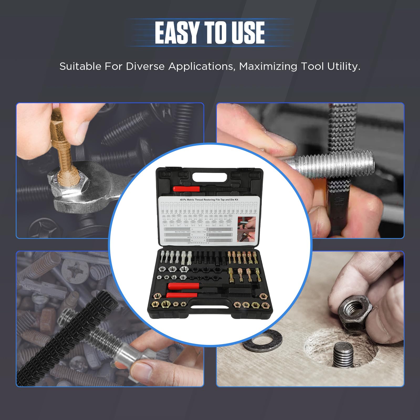 Thread Checker 49-Piece Thread Chaser Set, UNC UNF And Metric Thread ...