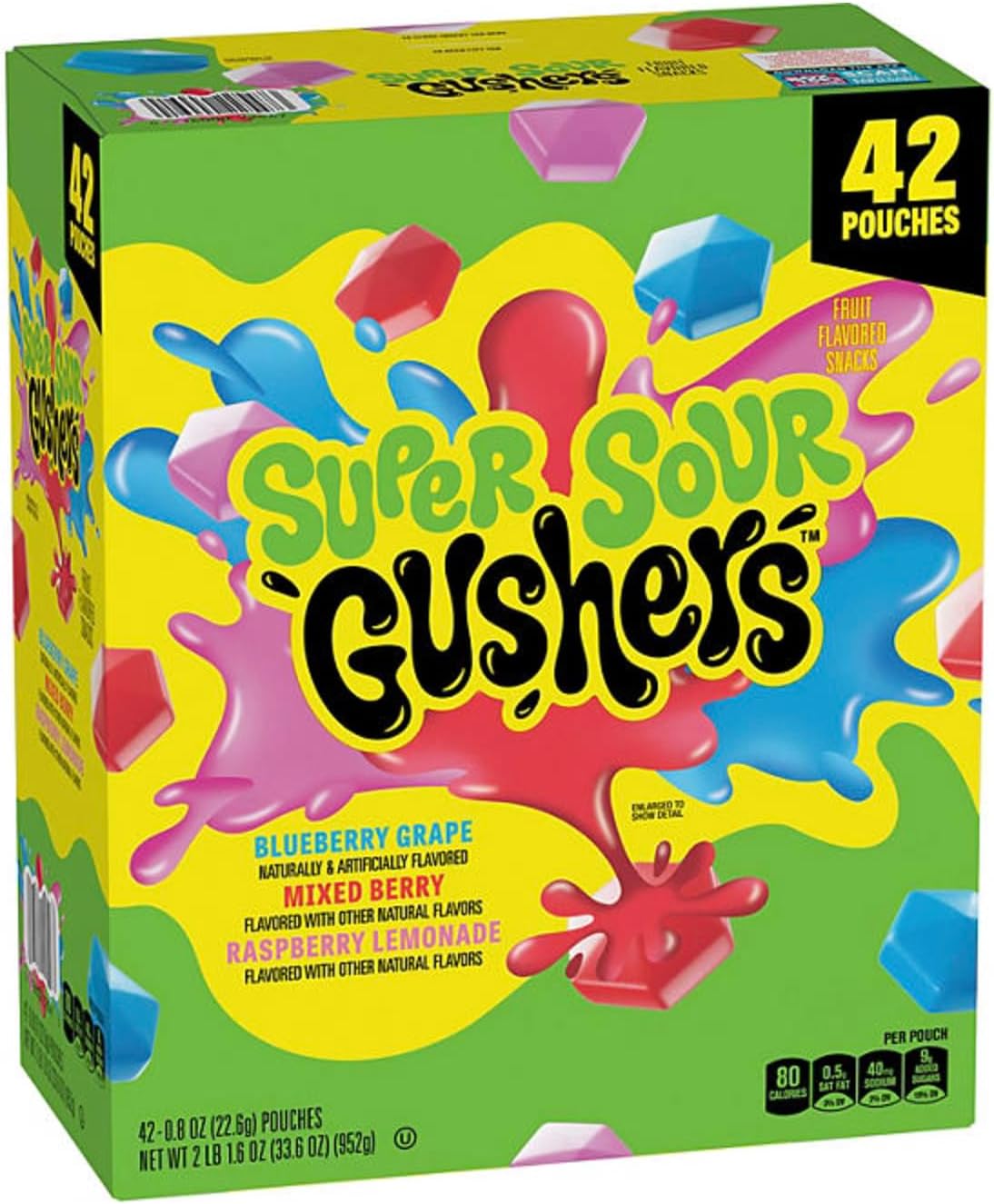 Amazon.com : Gushers Super Sour Candy, 0.8 oz Pouches, 42 Count ...