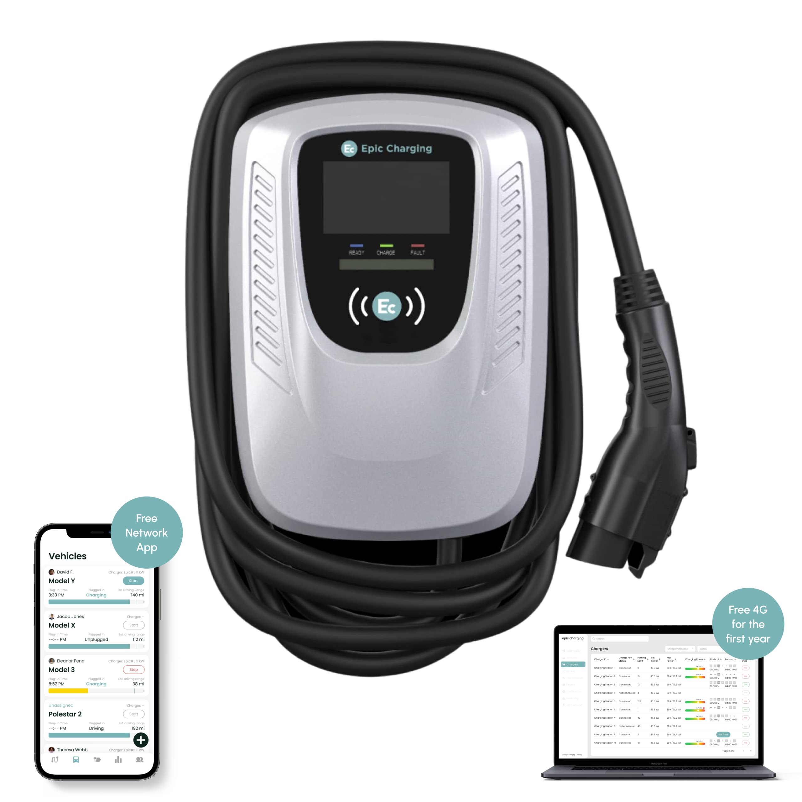 Buy 80 Amp EV Smart Charger, Level 2 AC, 19 kW, LAN, 4G, for All ...