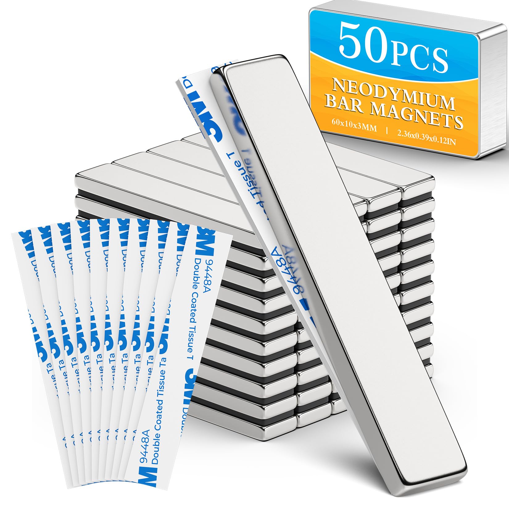 Snapklik.com : Grtard 50 Pack Powerful Neodymium Bar Magnets, 60 X 10 X ...