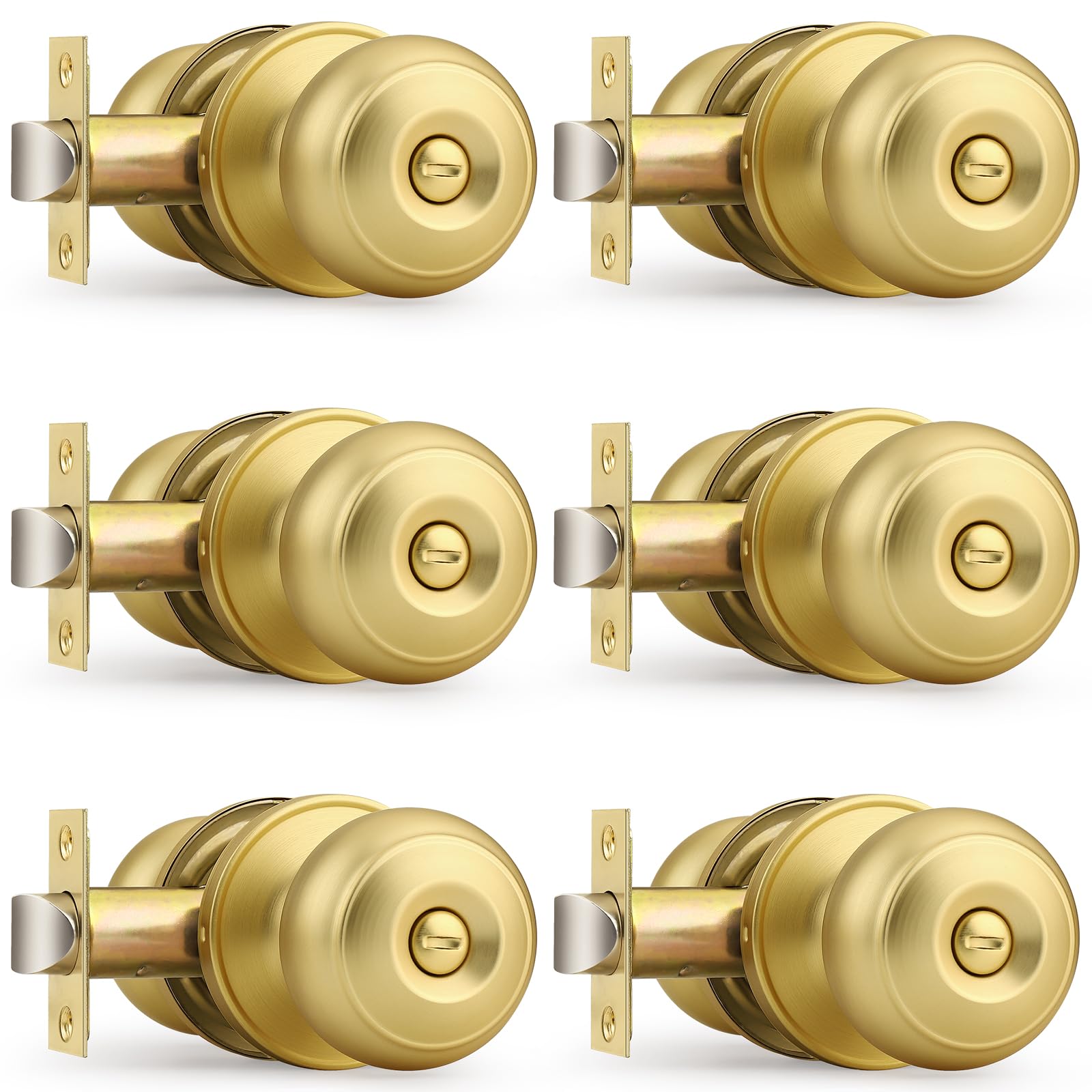Probrico Gold Door Knobs for Bedroom Bathroom, Interior Door Knob with ...