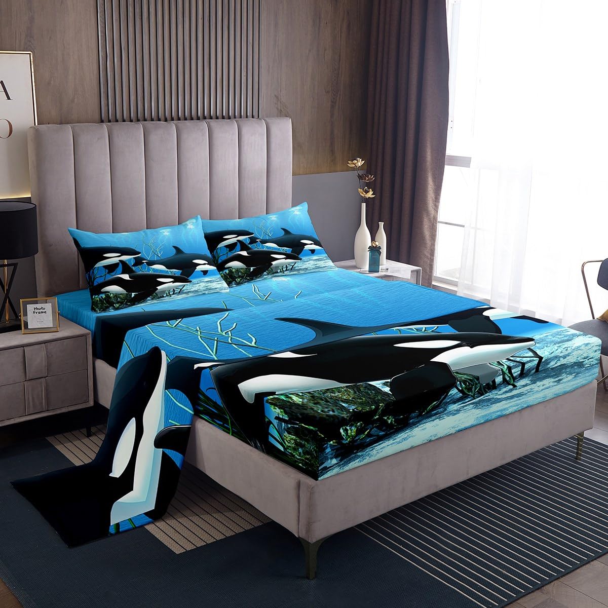 Amazon.com: Erosebridal Killer Whale Bedding Sets Orcinus Orcas Fitted ...